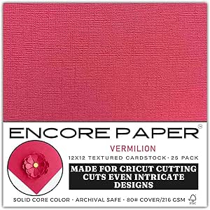 Amazon.com : Vermillion—12x12 Textured Cardstock | 80lb Textured Red ...