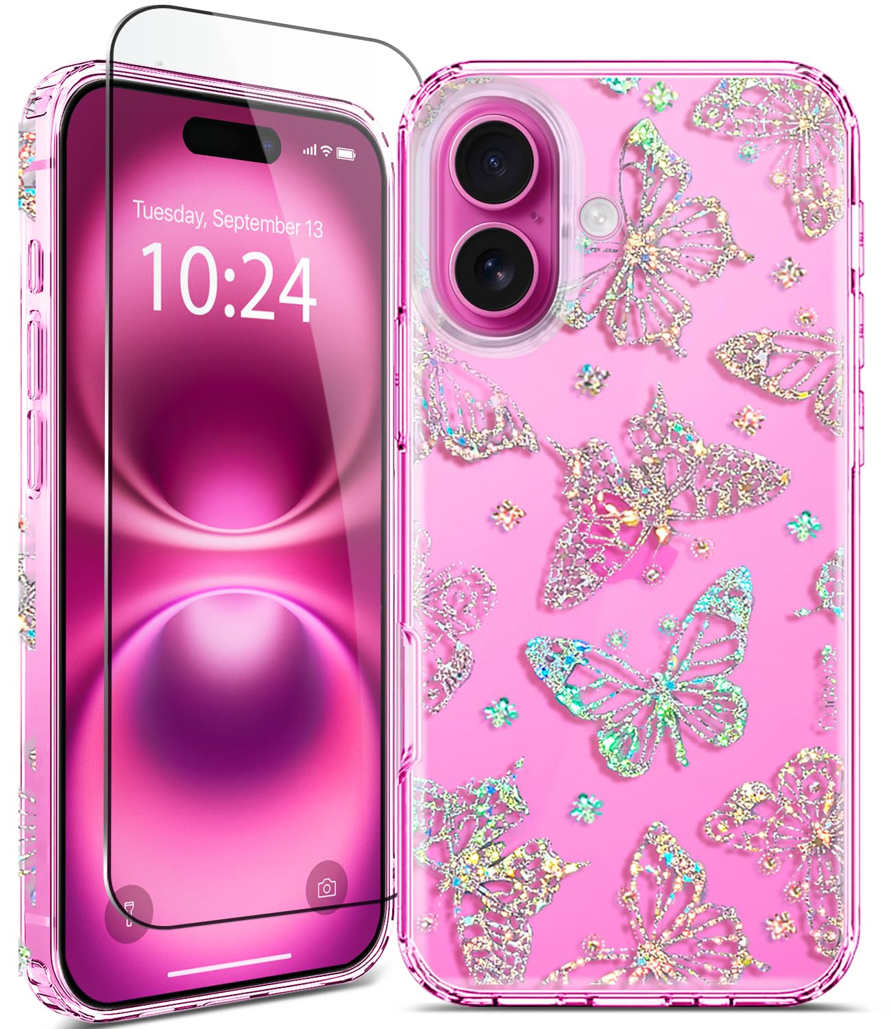 Amazon.com: Coolwee for iPhone 16 Case, with Screen Protector, Cute for ...