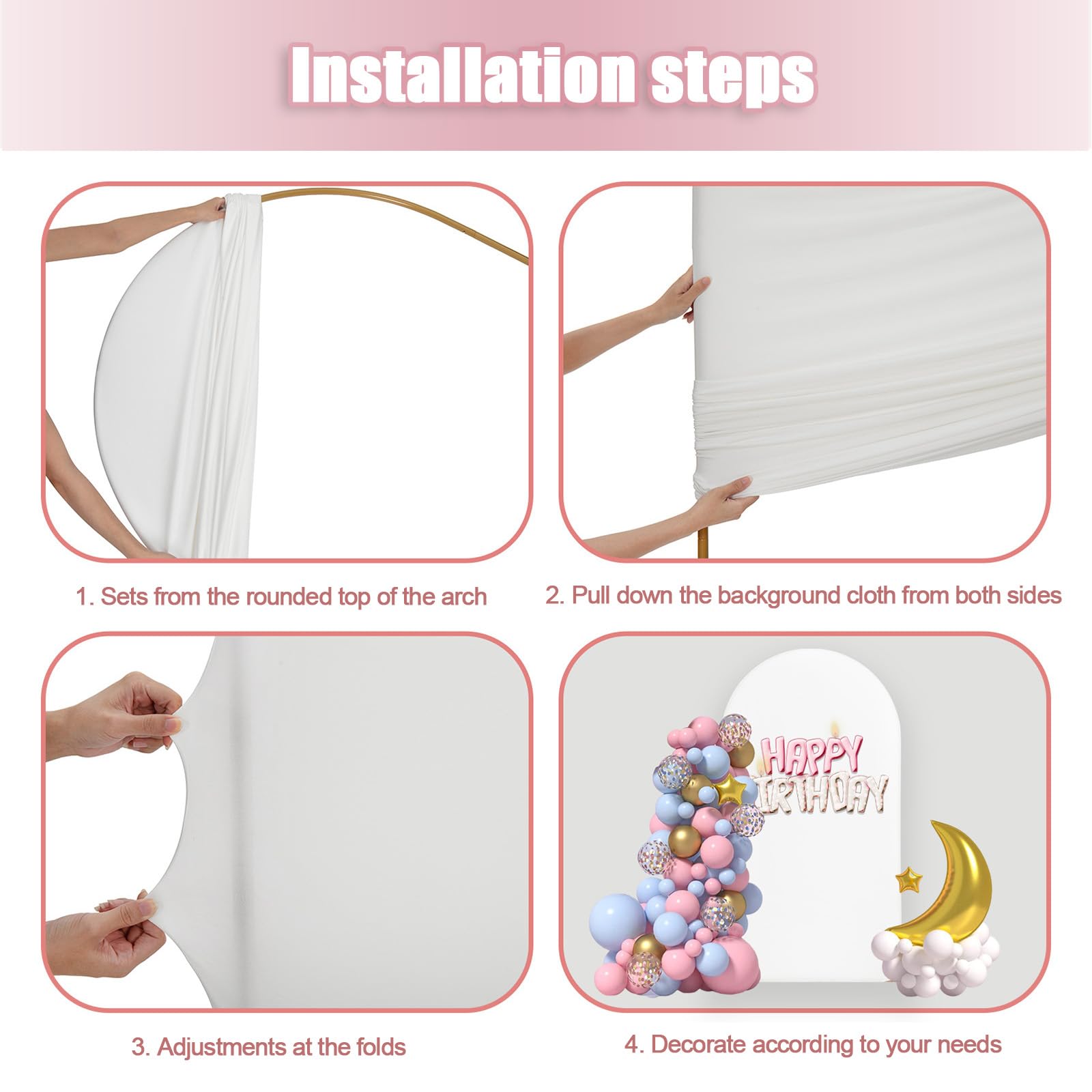 Snapklik.com : Wedding Arch Cover, Arch Backdrop Stand Cover, Double ...