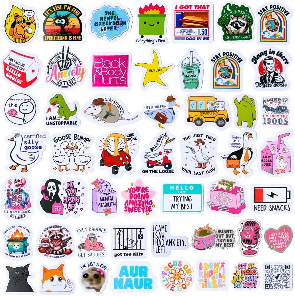 Amazon.com: 50PC Funny Stickers Decal Fun Cool Vinyl Waterproof Sticker ...