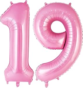 Amazon.com: Pink Number 19 Balloon, 40 Inch Big Large Foil Helium ...