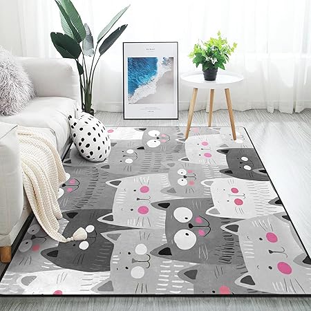 Amazon.com: ALAZA Gray Hipster Cat Kitten Area Rug Rugs for Living Room ...