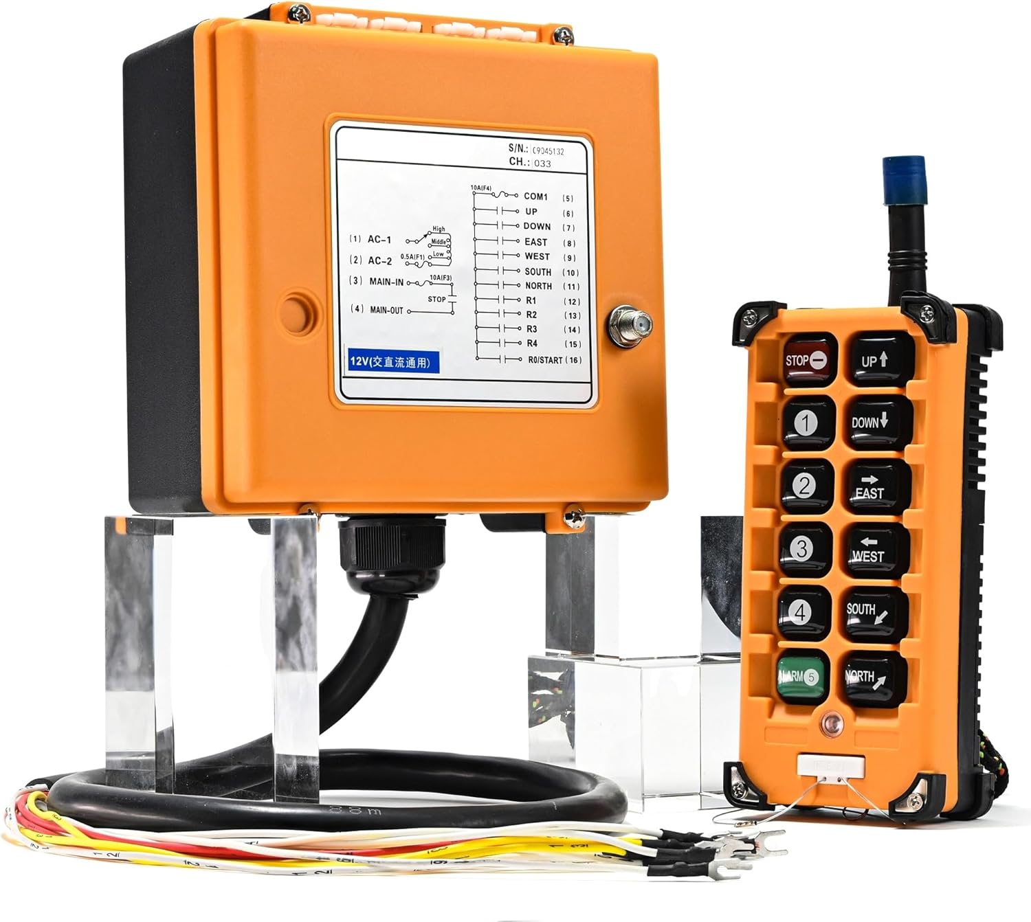 12V Crane Remote Control, Heavy Duty IP65 Hoist Controller, Industrial ...