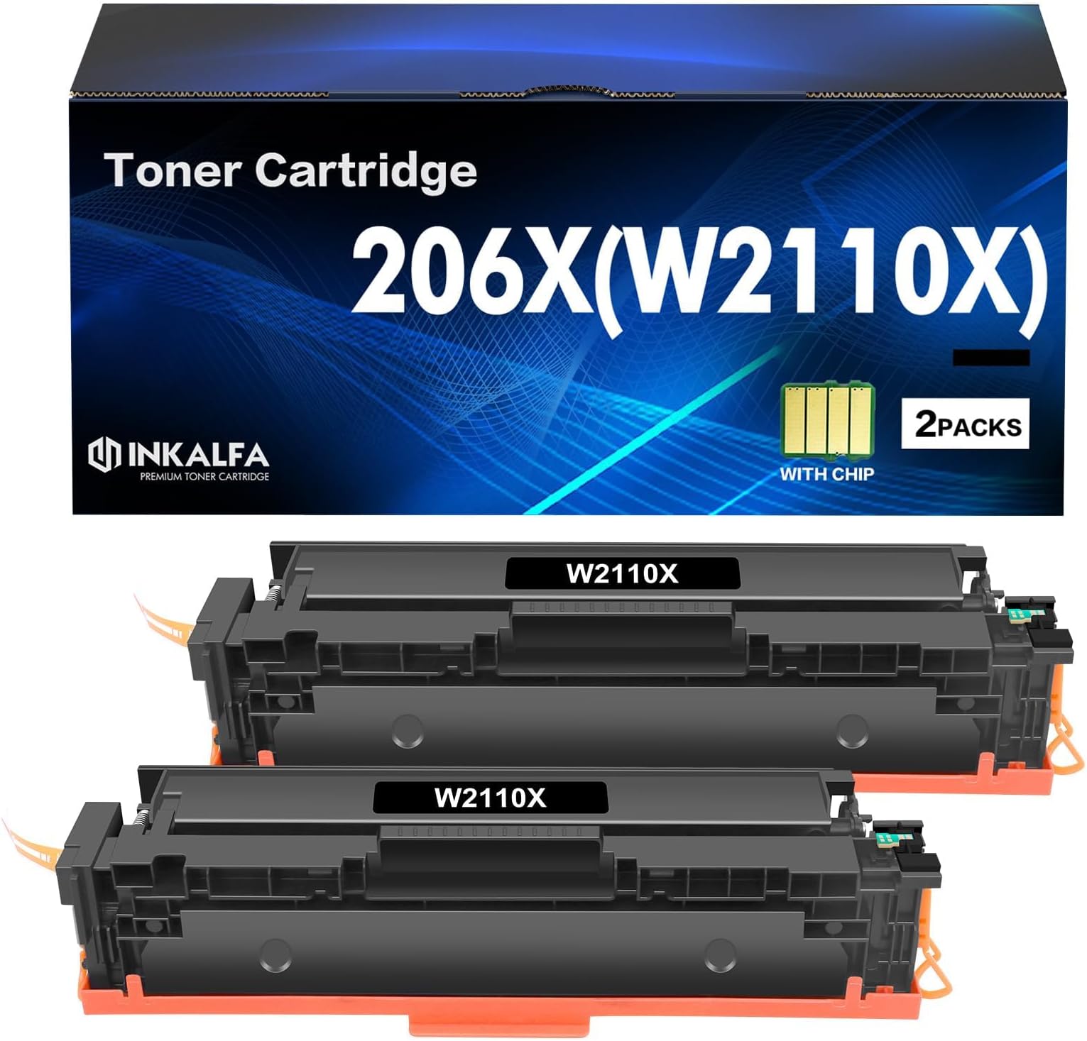 Amazon.com: 206X 206A W2110X Black Toner Cartridge 2 Pack High Yield ...