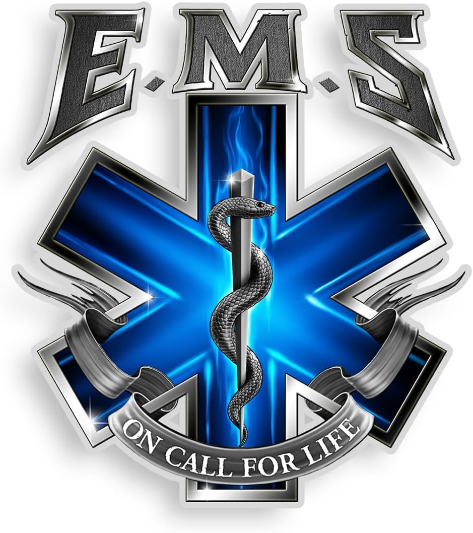 Amazon.com: EMS EMT Star of Life Sticker Decal Blue Medical Paramedic ...