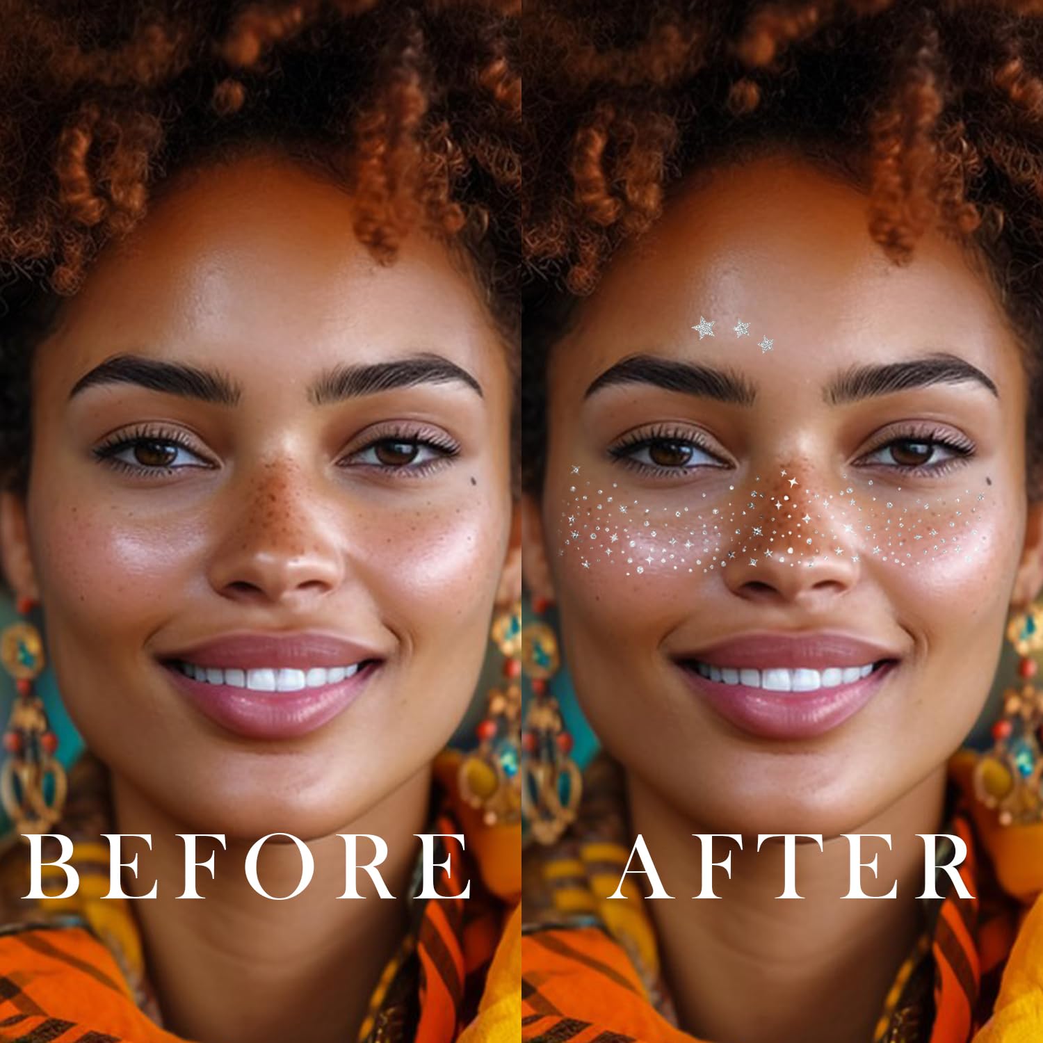 Snapklik.com : 20 Pcs Silver Glitter Freckles Face Tattoo, Glitter ...