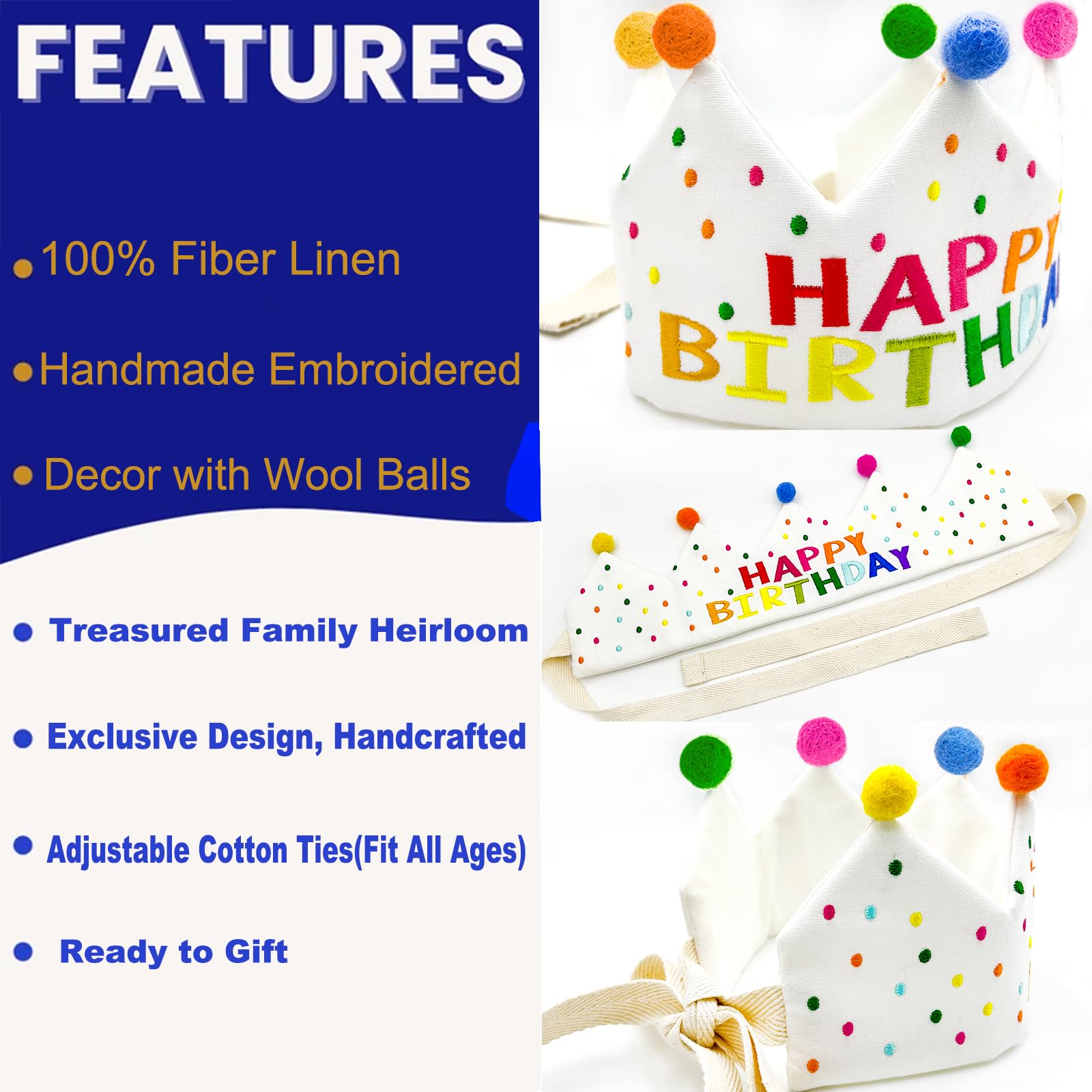 Snapklik.com : Birthday Crown, Reusable Birthday Hats, Rainbow Happy ...