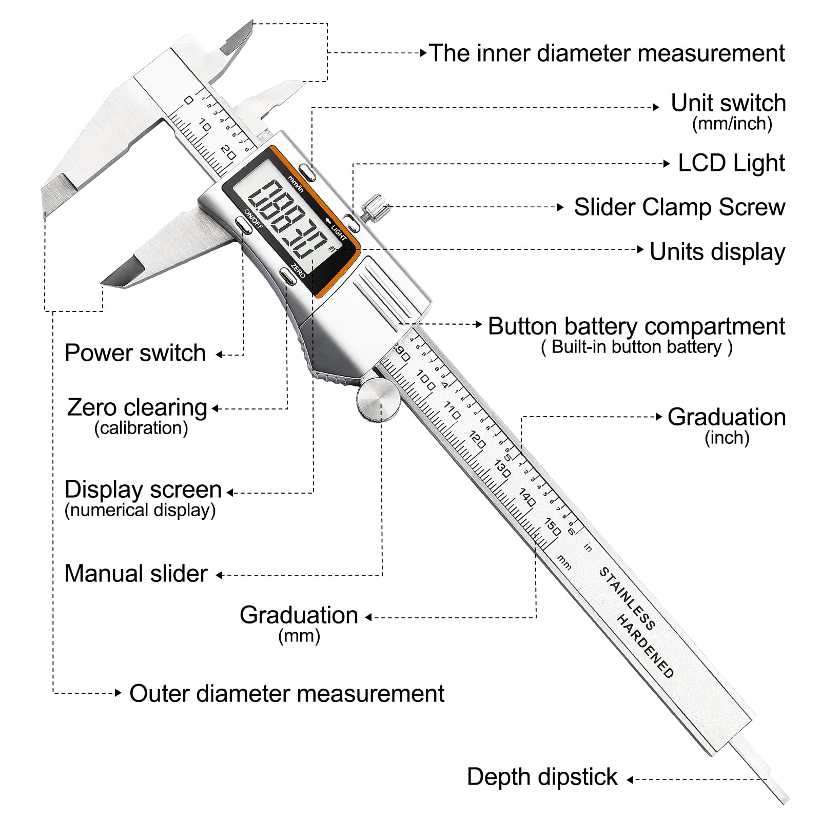 Snapklik.com : Digital Caliper, Vizbrite 6 Inch Caliper Measuring Tool ...