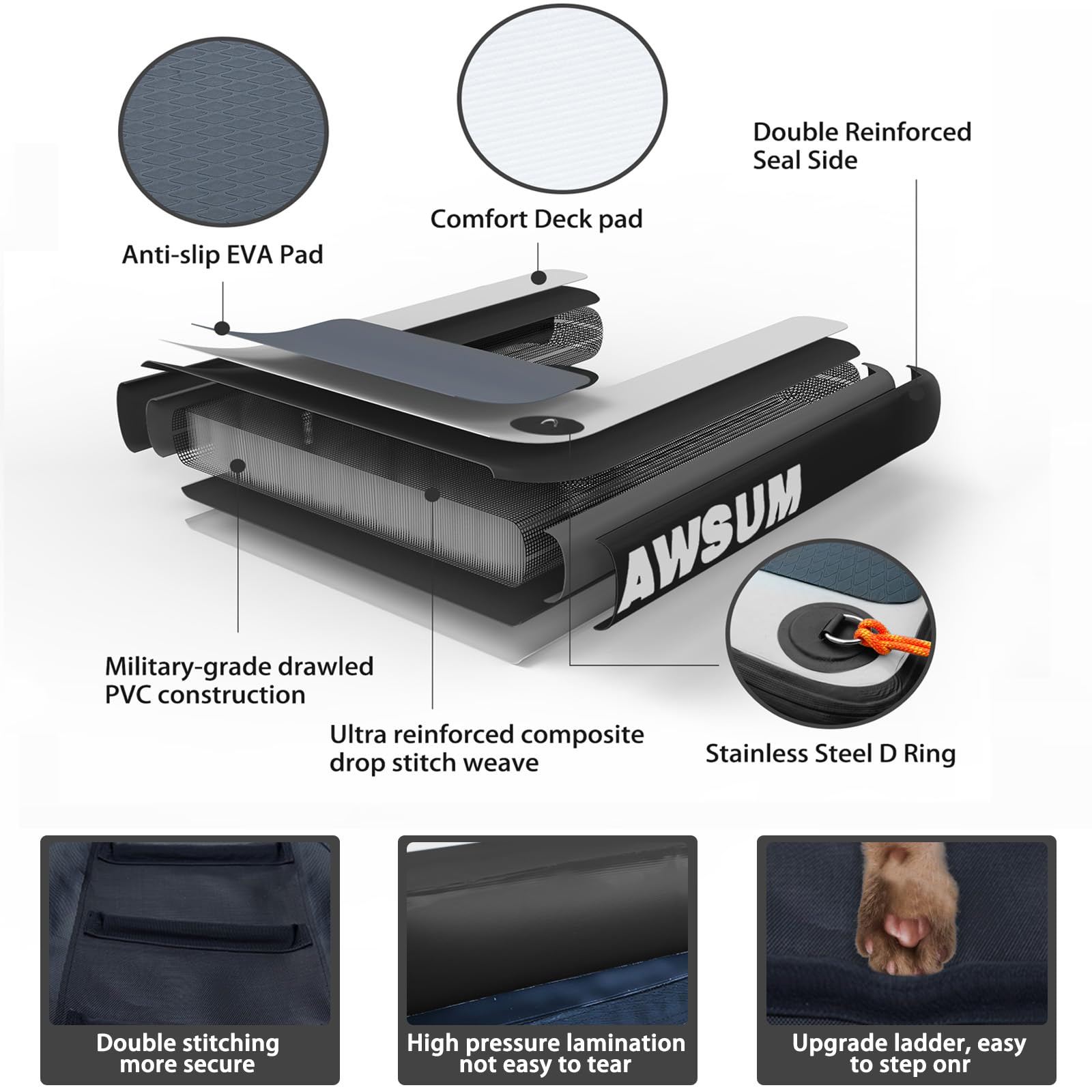 Snapklik.com : AWSUM Inflatable Dog Water Ramp 4ft X 3.3ft Dog Boat ...