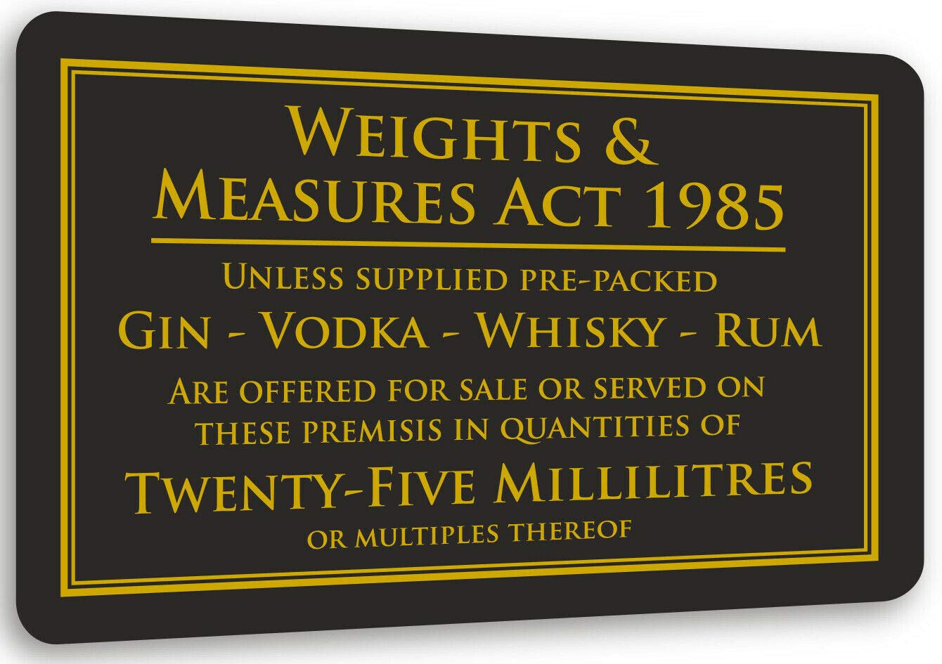 mileta signs drinkstuff Pub Laws Sign Set with Weights & Measures Act ...