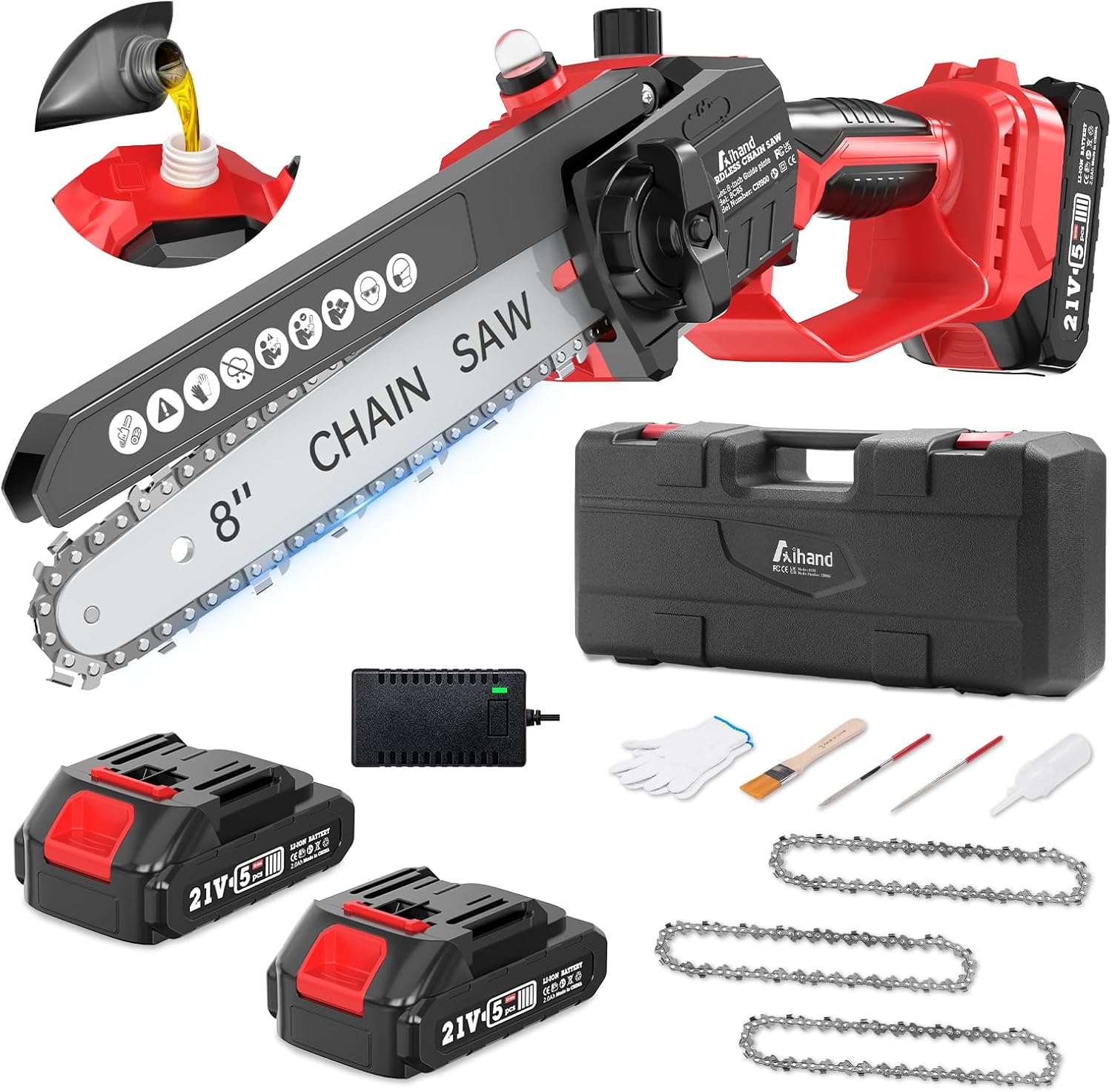 Amazon.com: Mini Brushless Chainsaw Cordless 8-Inch - Aihand Electric ...