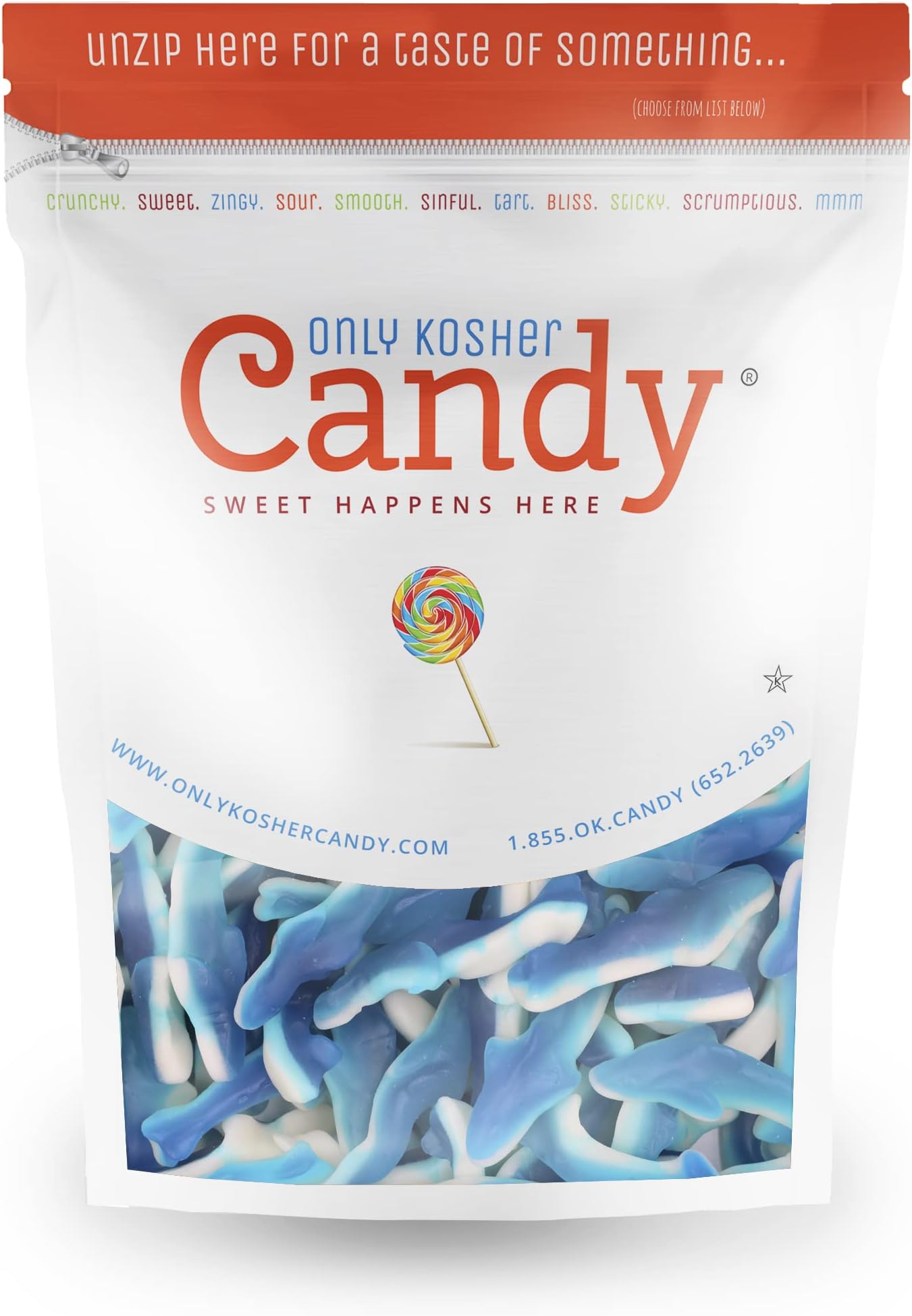 Amazon.com : Only Kosher Candy Gummy Sharks - Blue Dolphin Gummies ...