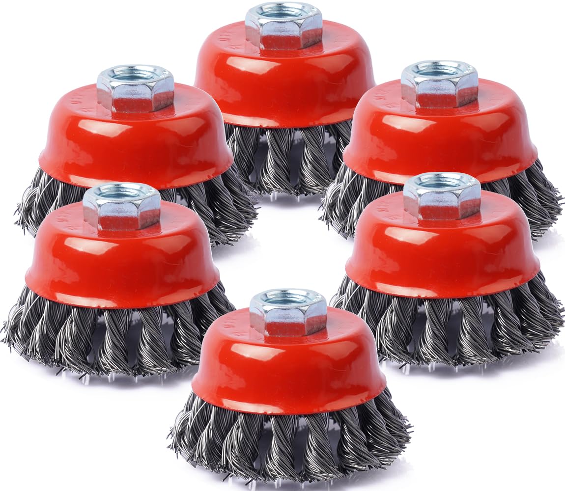 Wire Wheel Cup Brushes for Grinders, 6Pcs M14 Twisted Knotted Cup Brush ...