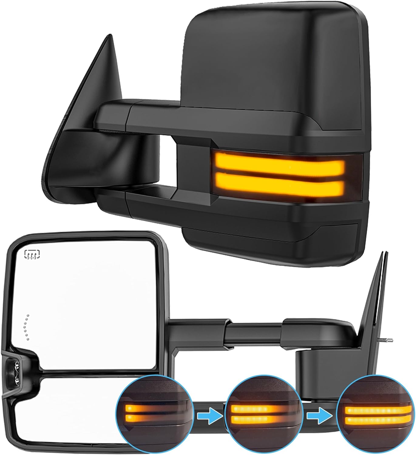 Amazon.com: Smoked Lens Sequential Signal Tow Mirrors Compatible with ...