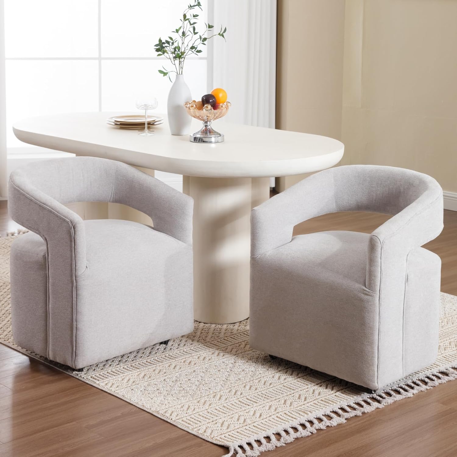 Amazon.com - LukeAlon Chenille Dining Chairs Set of 2, Modern 360 ...
