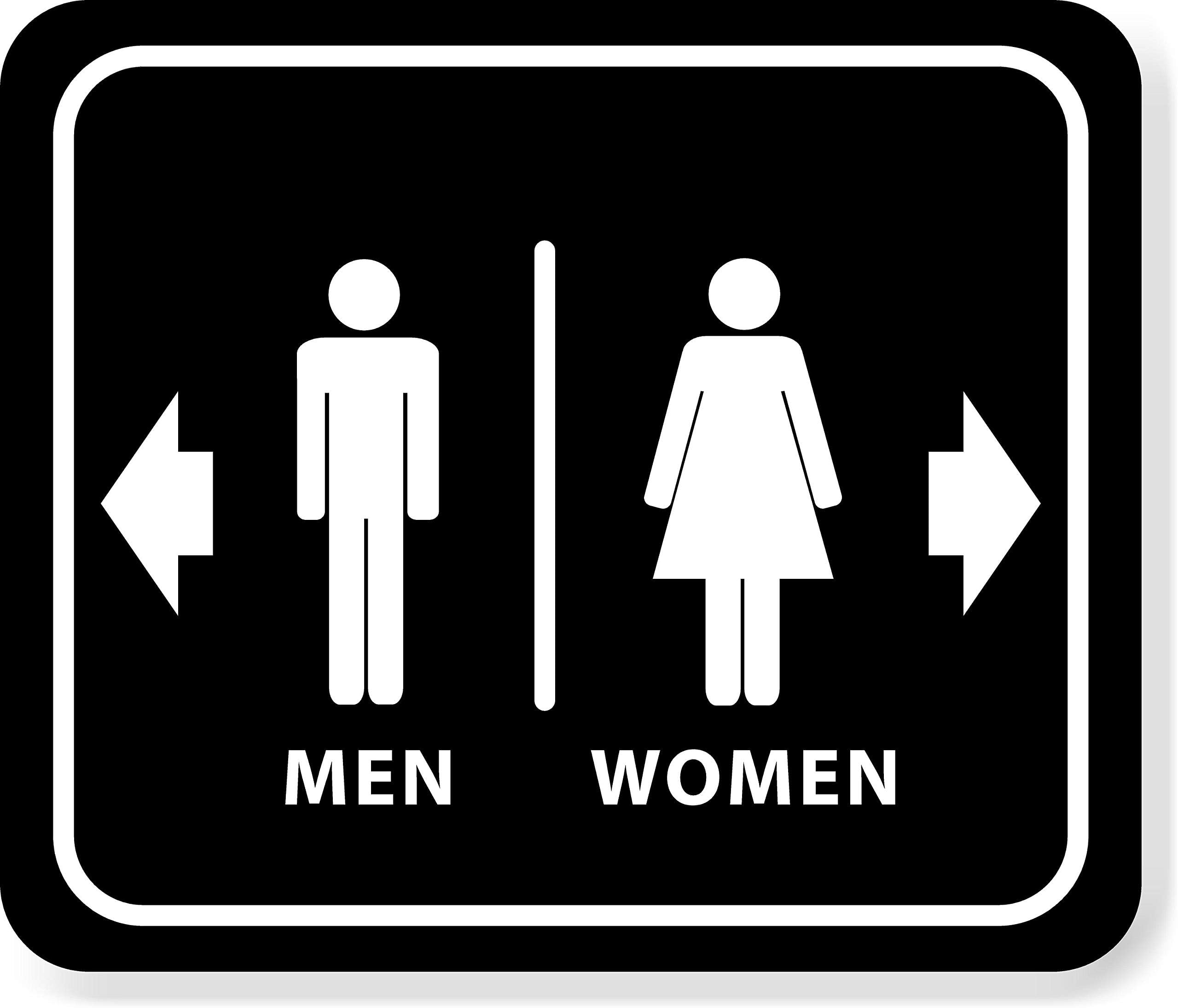 Amazon.com: Bathroom Restroom Women Right Arrow Men Left Arrow Black ...