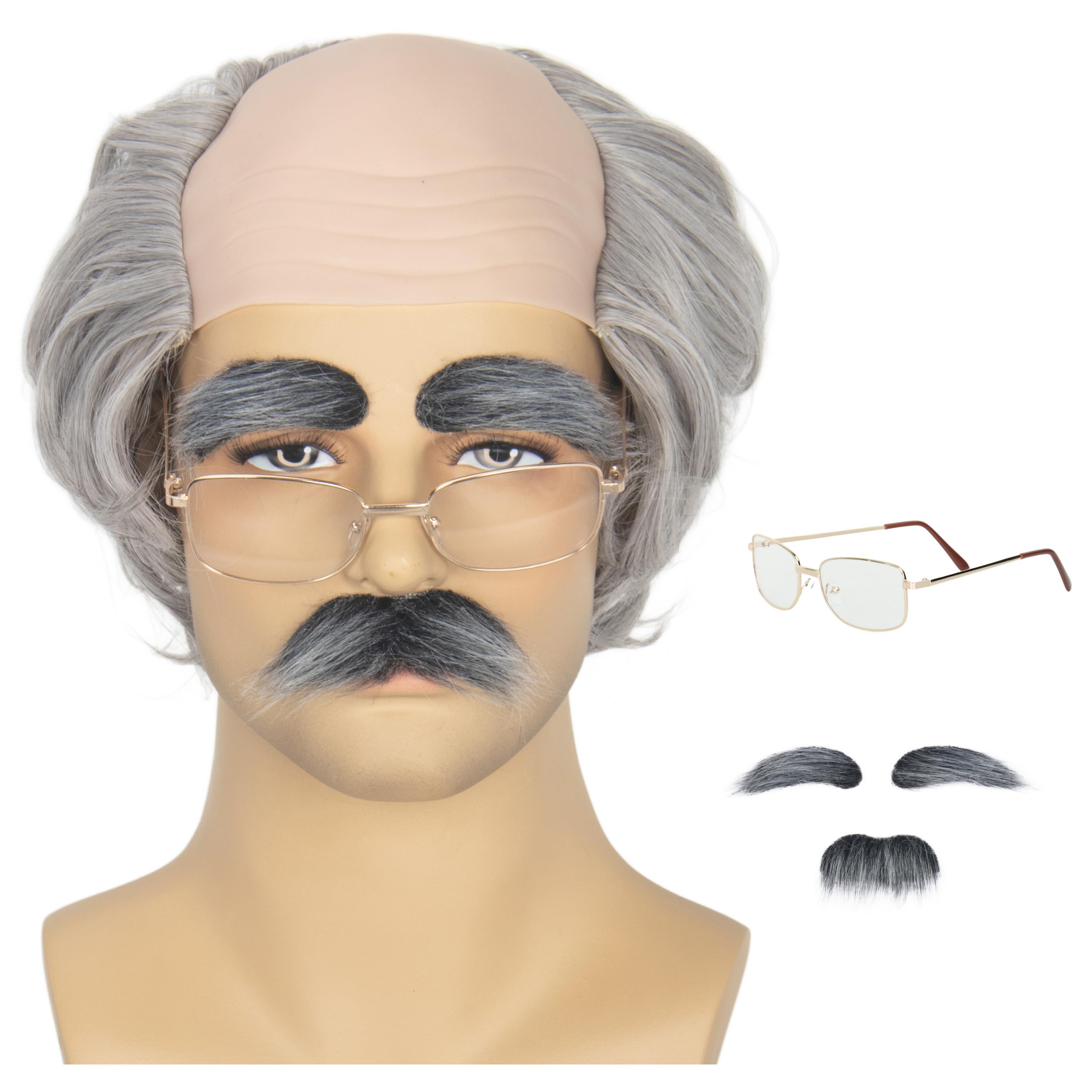 Amazon.com : Miss U Hair Old Man Wig and Mustache Eyebrows Funny Wigs ...