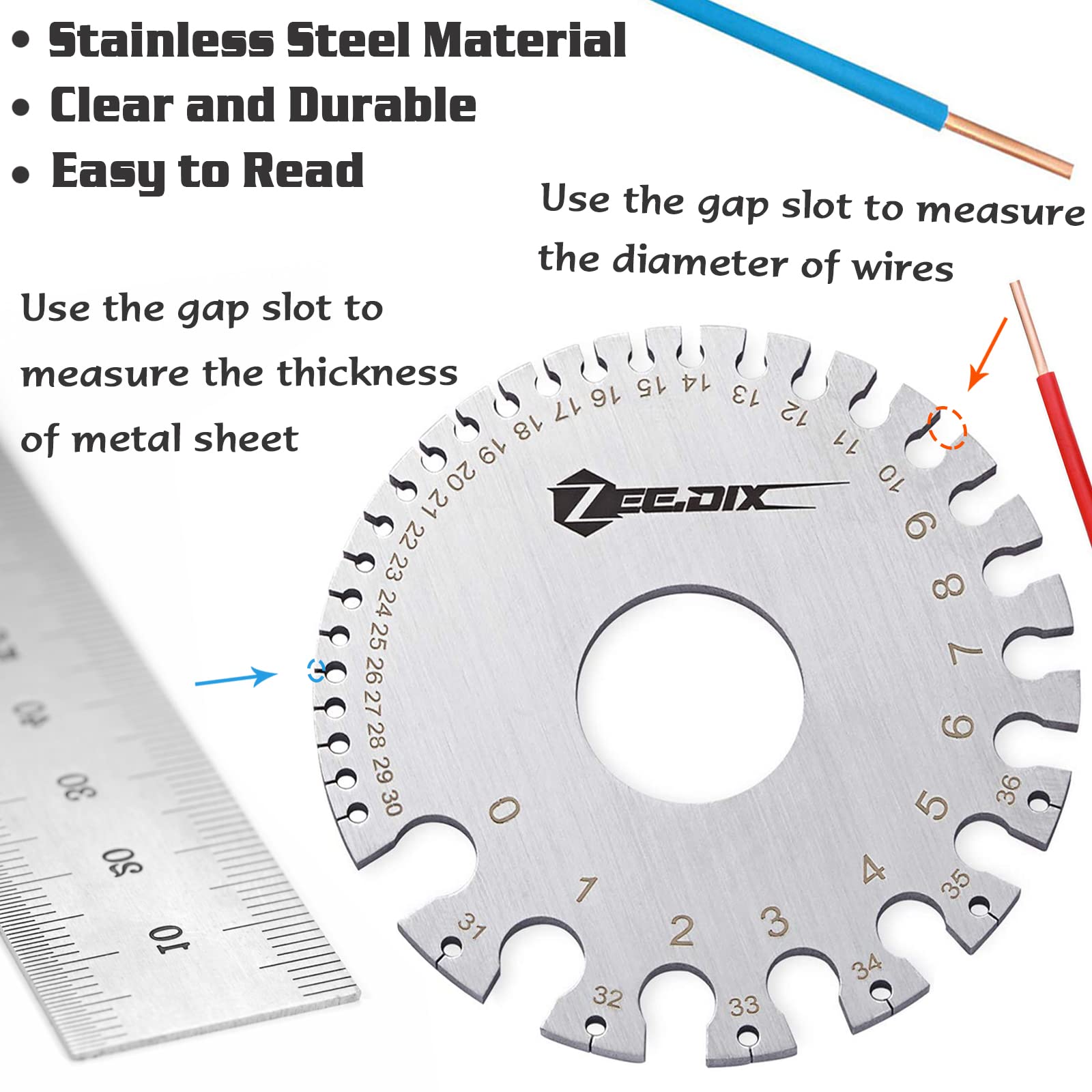 Snapklik.com : Standard Dual-Sided Round Wire Cable Sheet Gage ...