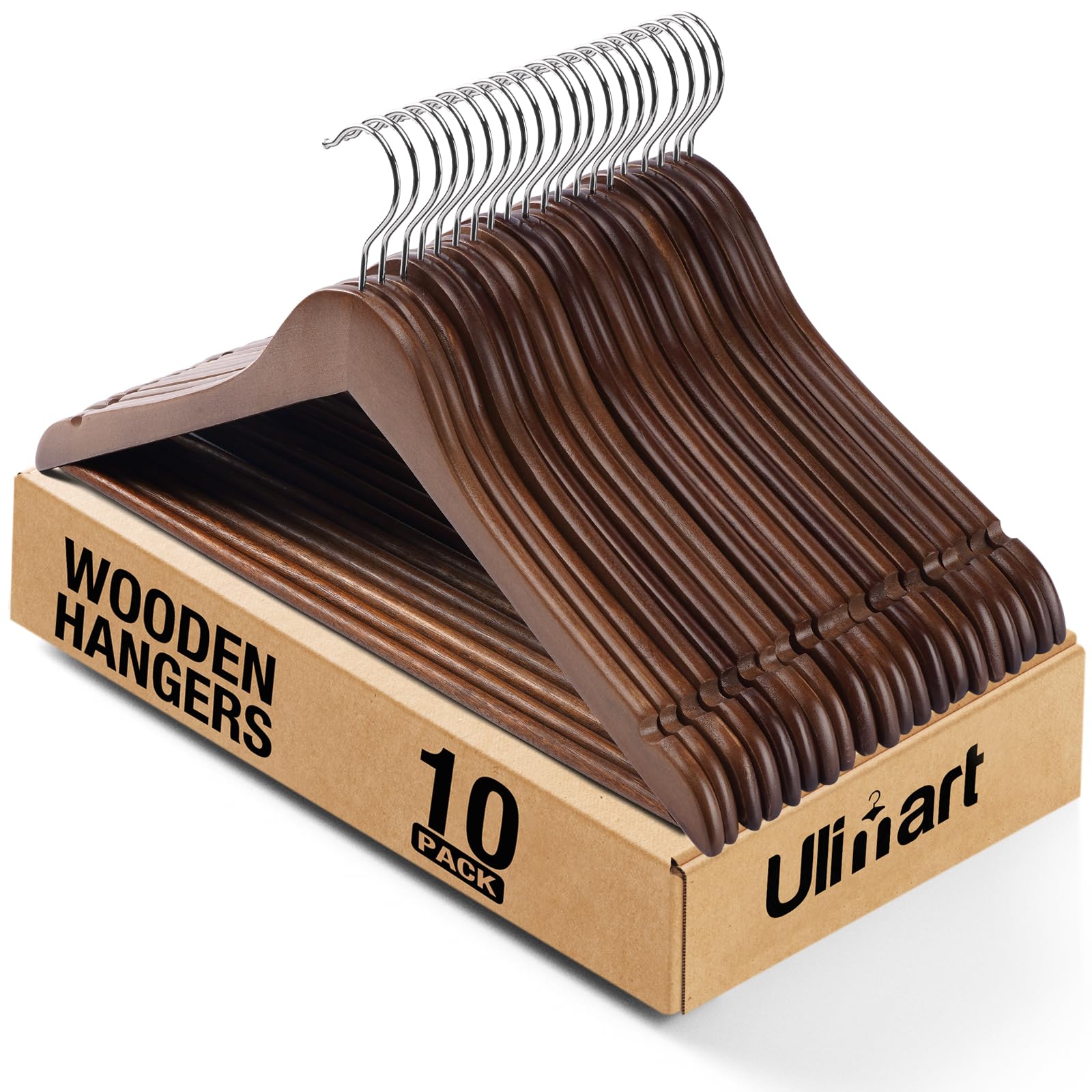 Snapklik.com : Ulimart Wooden Hangers 10 Pack,Wood Hangers,Solid Shirt ...