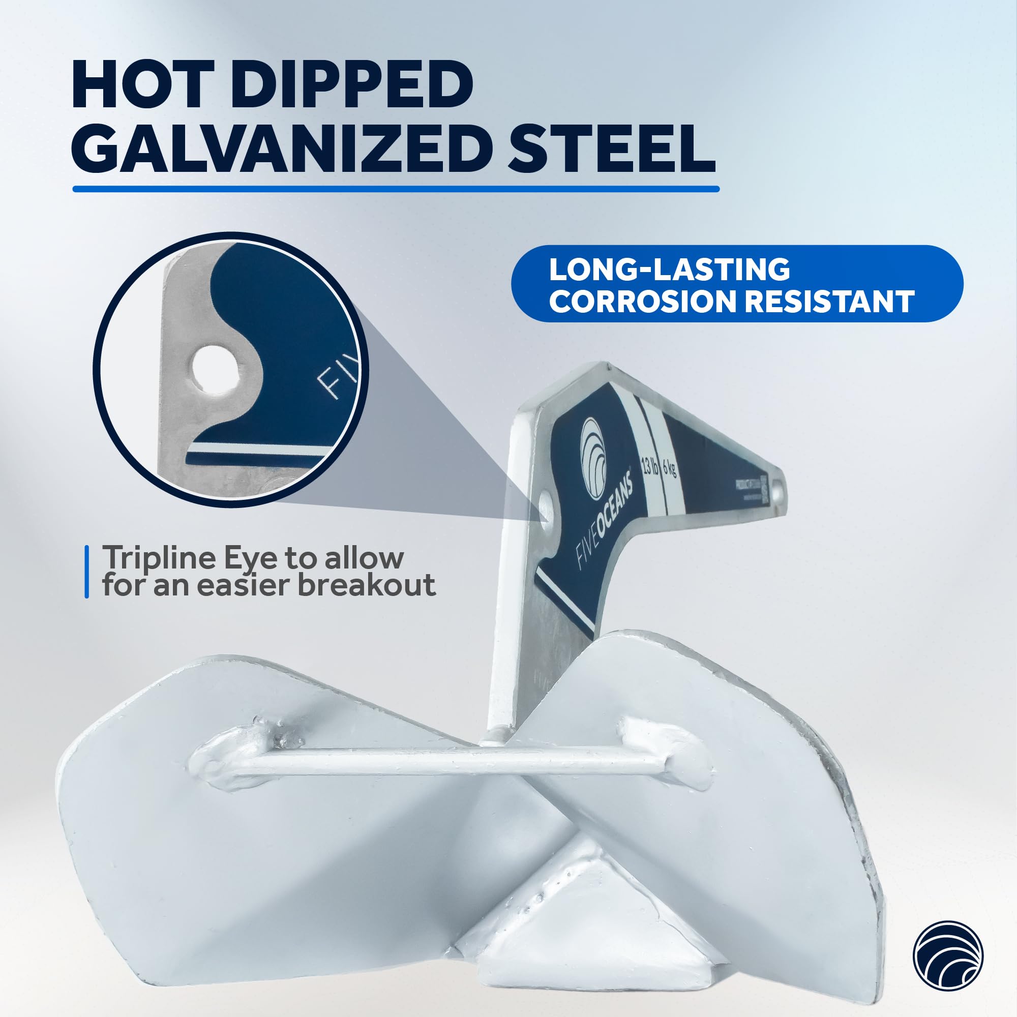 Snapklik.com : Five Oceans Delta Style Wing Boat Anchor, 13 Lb / 6 Kg ...