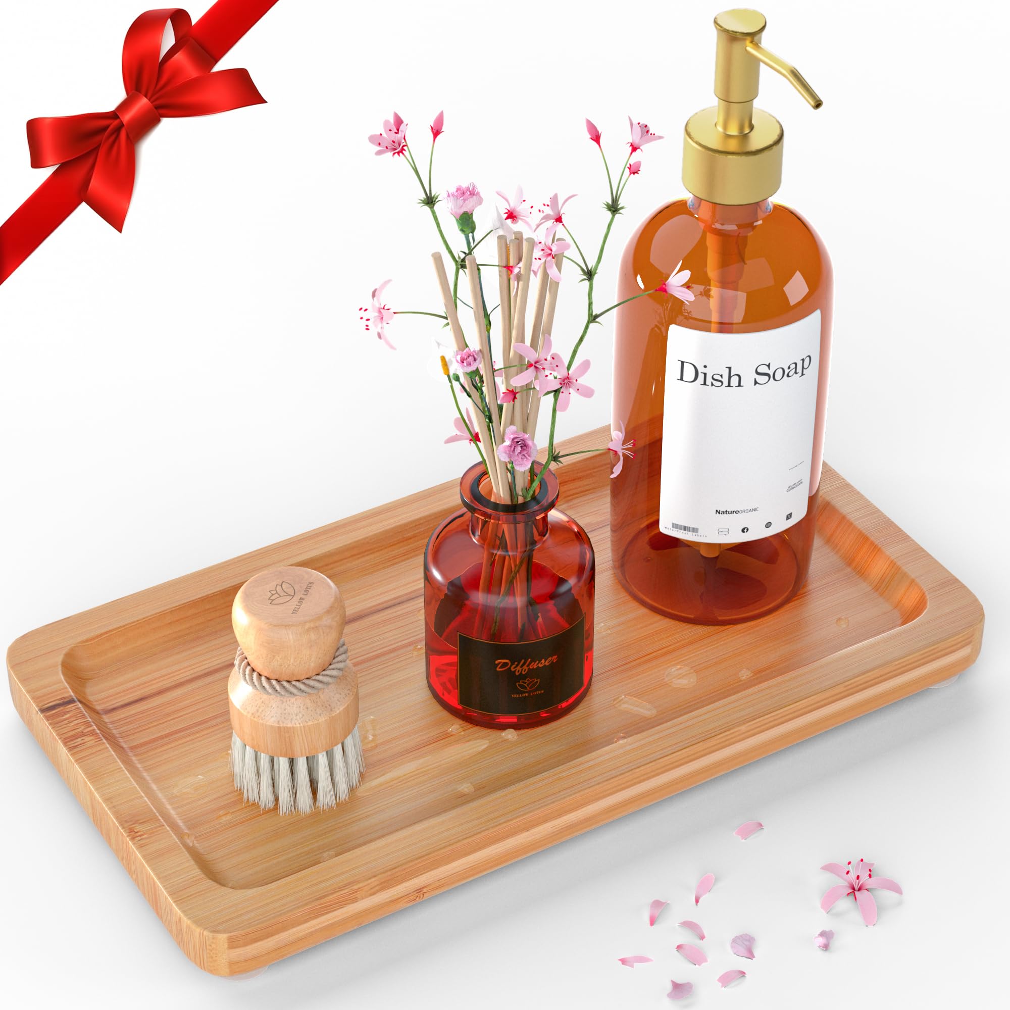 Amazon.com: Small Bamboo Tray for Bathroom Countertop - Bathroom ...