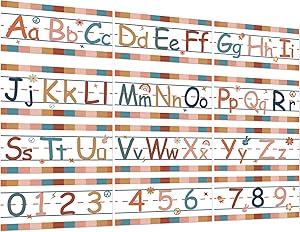 Amazon.com: 12 PCS Alphabet Bulletin Board Set Retro Groovy ABC Posters ...