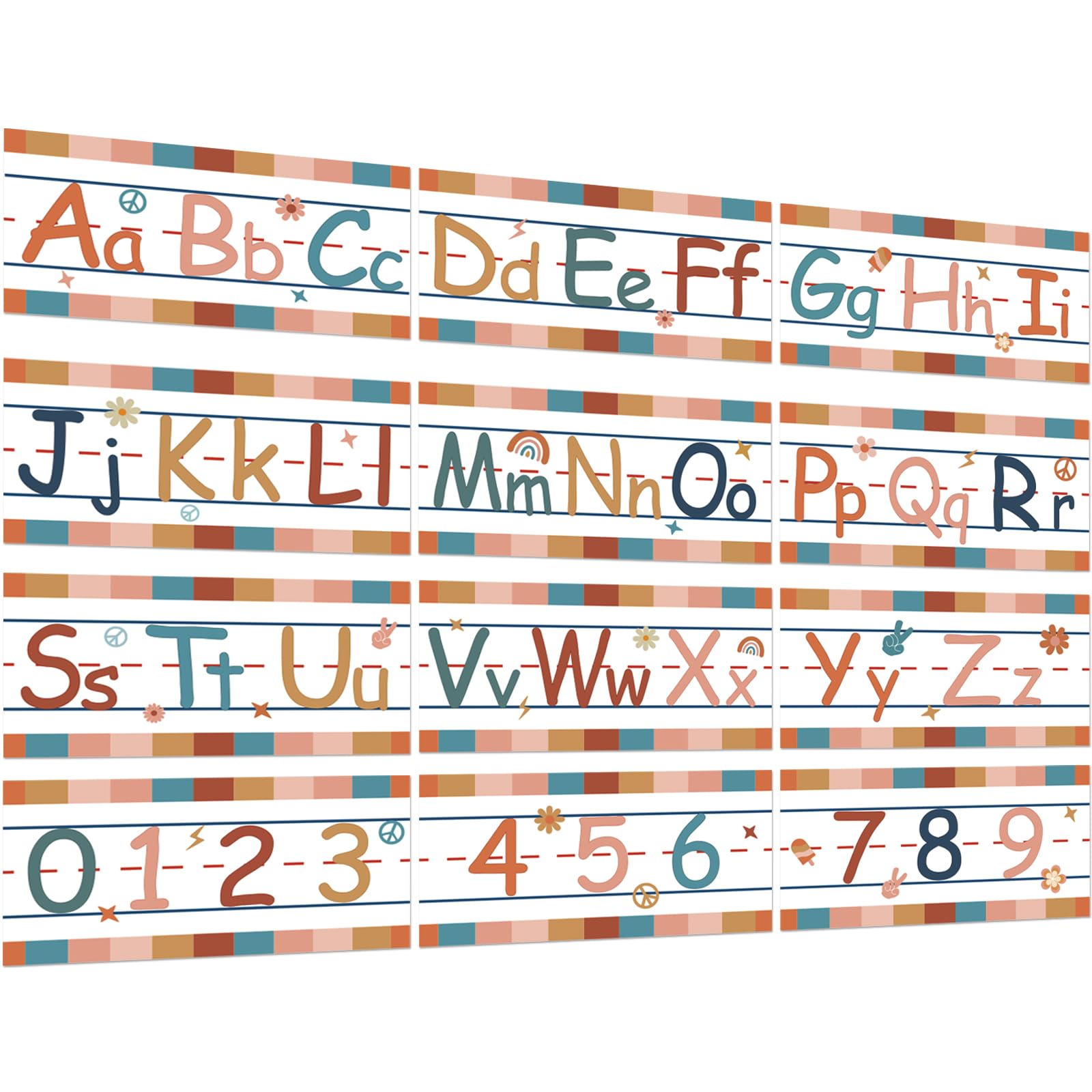 Snapklik.com : 12 PCS Alphabet Bulletin Board Set Retro Groovy ABC ...