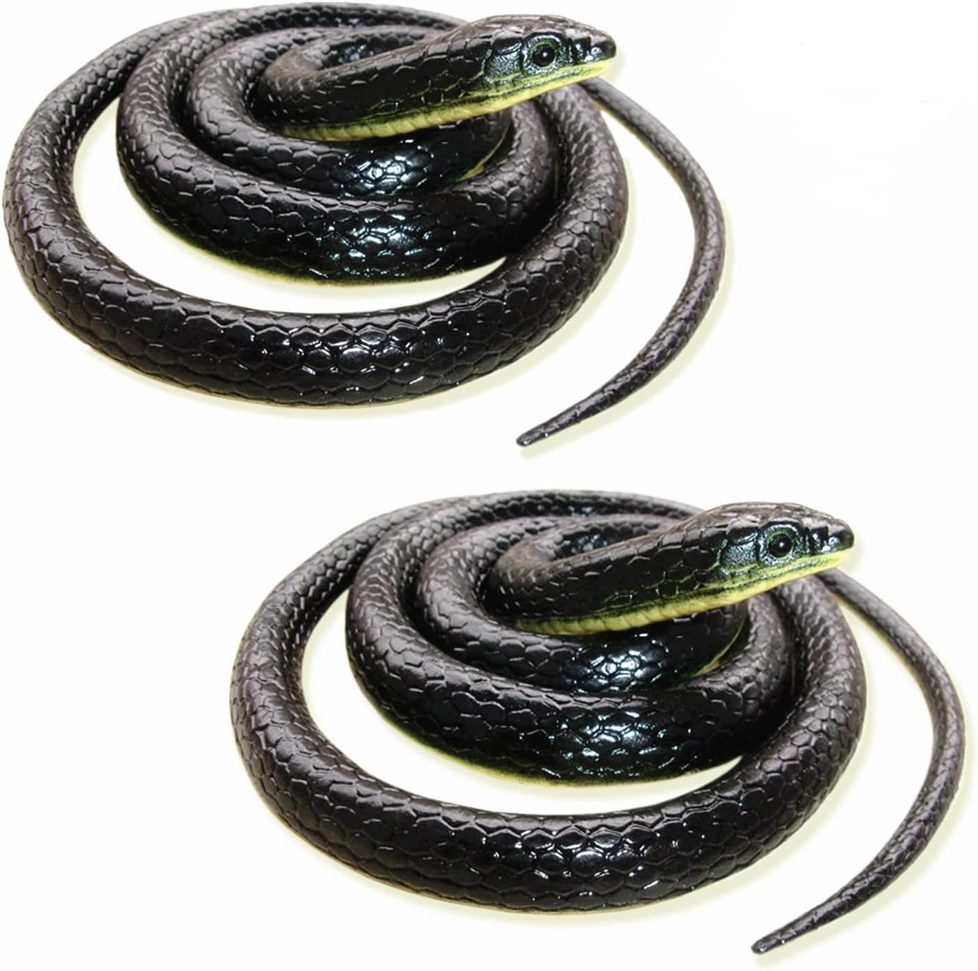 Amazon.com: Homdipoo 49" Realistic Rubber Snake - Coiled Fake Black ...