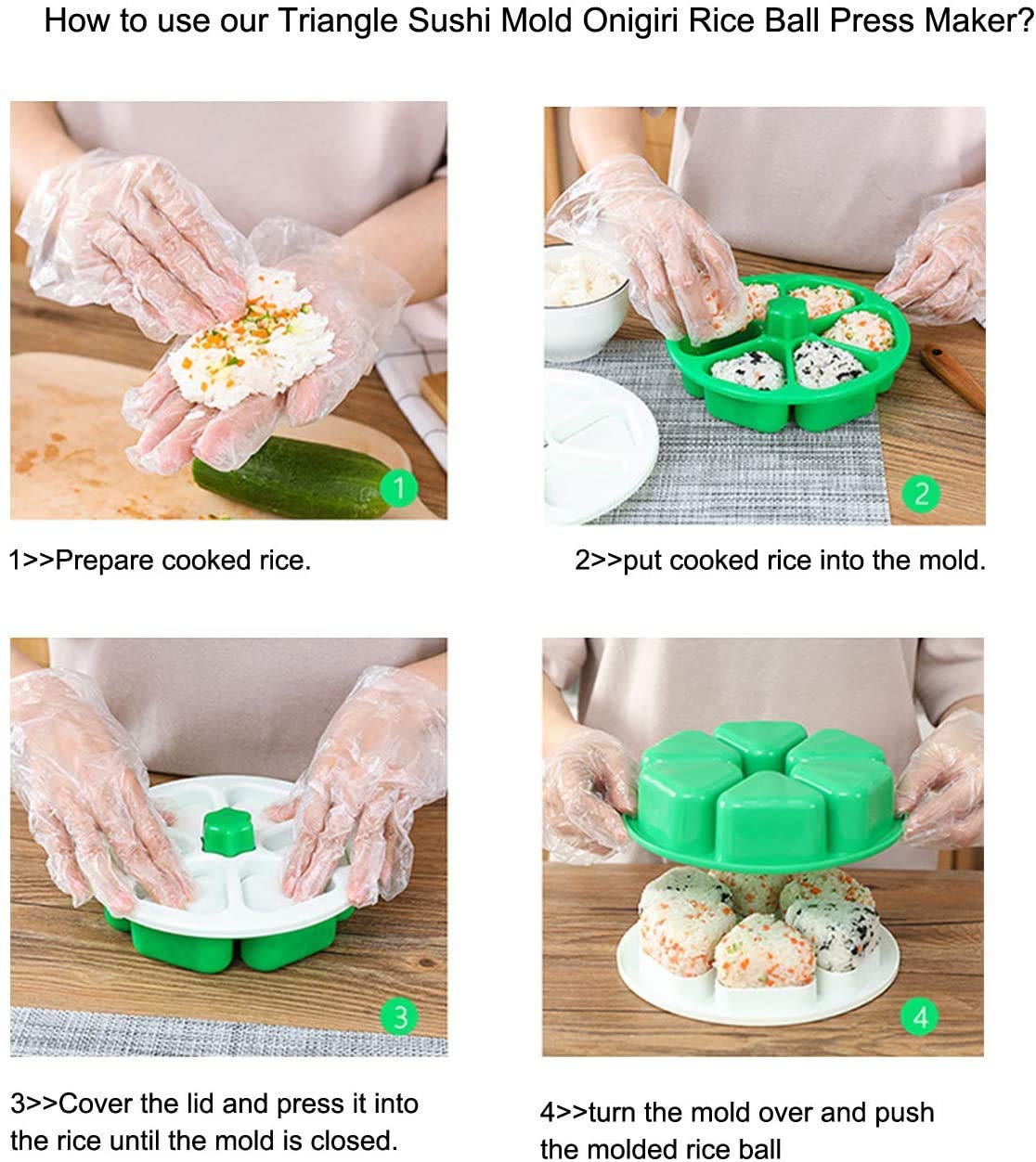 Snapklik.com : 6 Cavity Triangle Sushi Mold Onigiri Rice Ball Press ...