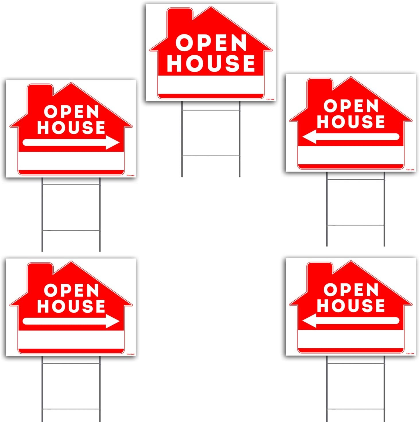 Amazon.com : OPEN HOUSE Sign Kit with Tall Stands - 24"x18" Yard Sign ...