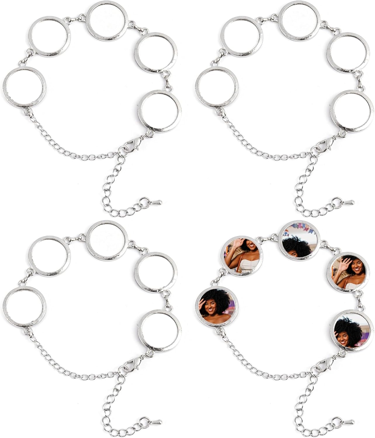 Amazon.com: Framendino, 4 Pack Sublimation Bracelet Blanks Photo Frame Round Transfer Bracelets ...
