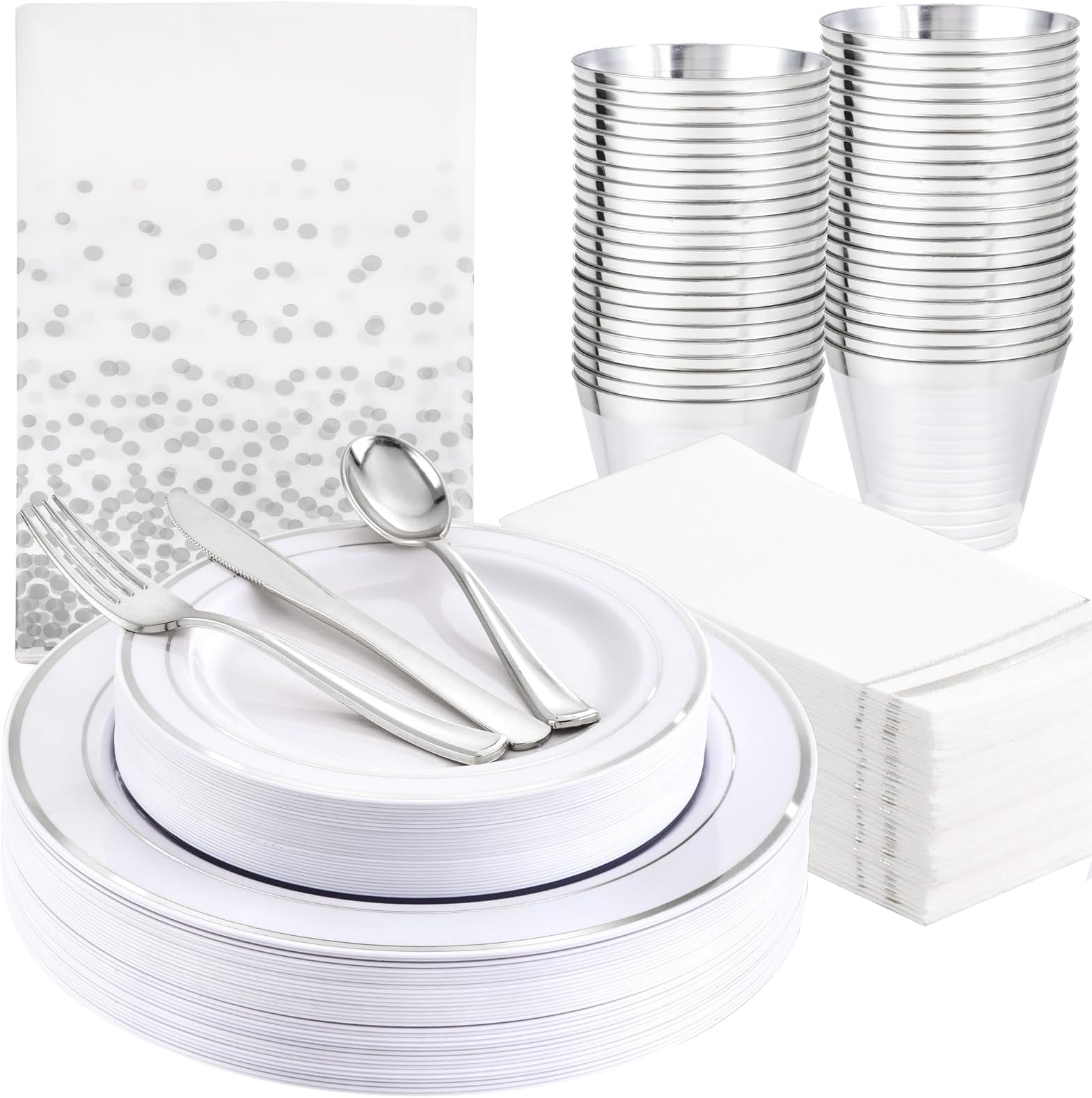 Amazon.com: Juvale Serves 50 Silver Party Supplies - 150 Piece ...
