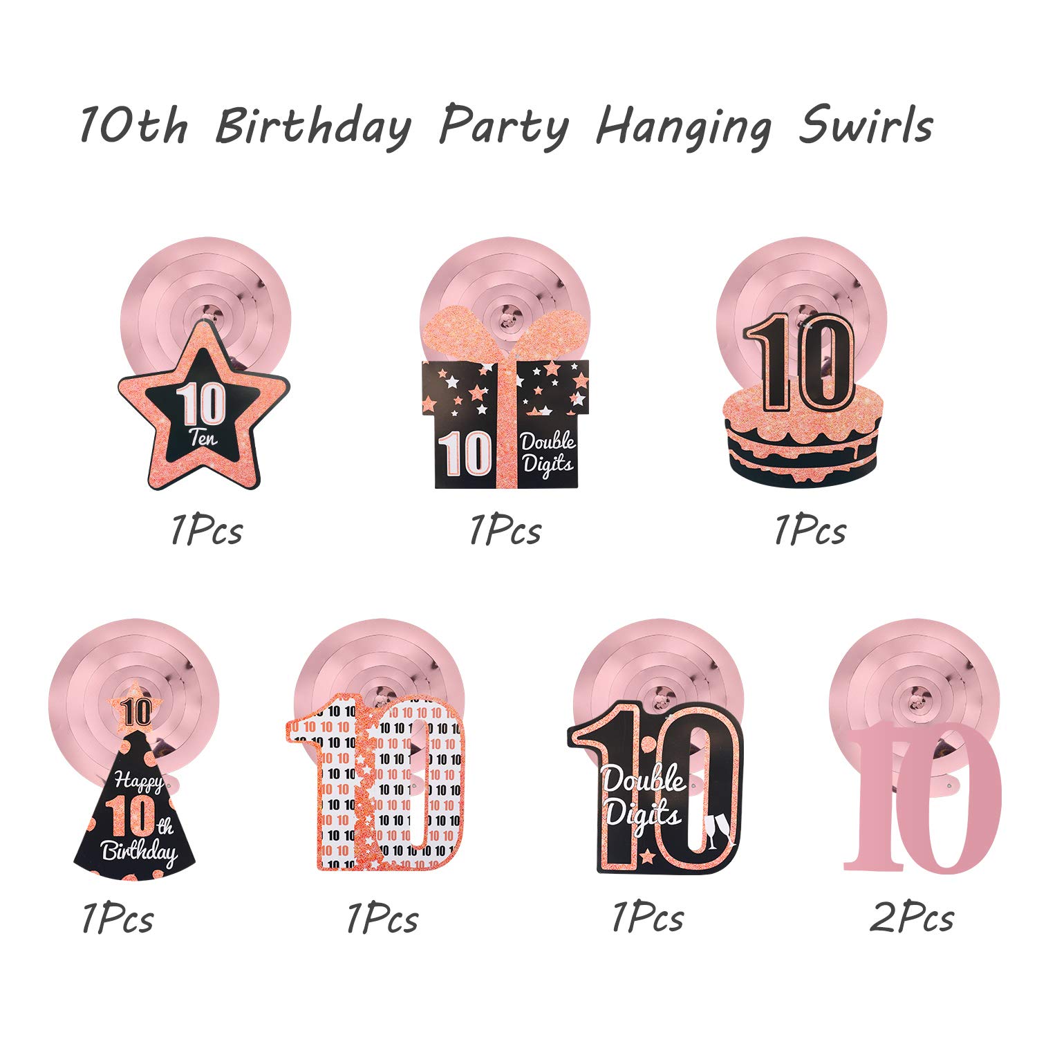 Excelloon 10th Birthday Decorations Supplies For Girls Rose Gold 8Pcs excelloon-10th-birthday-decorations-supplies-for-girls-rose-gold-8pcs