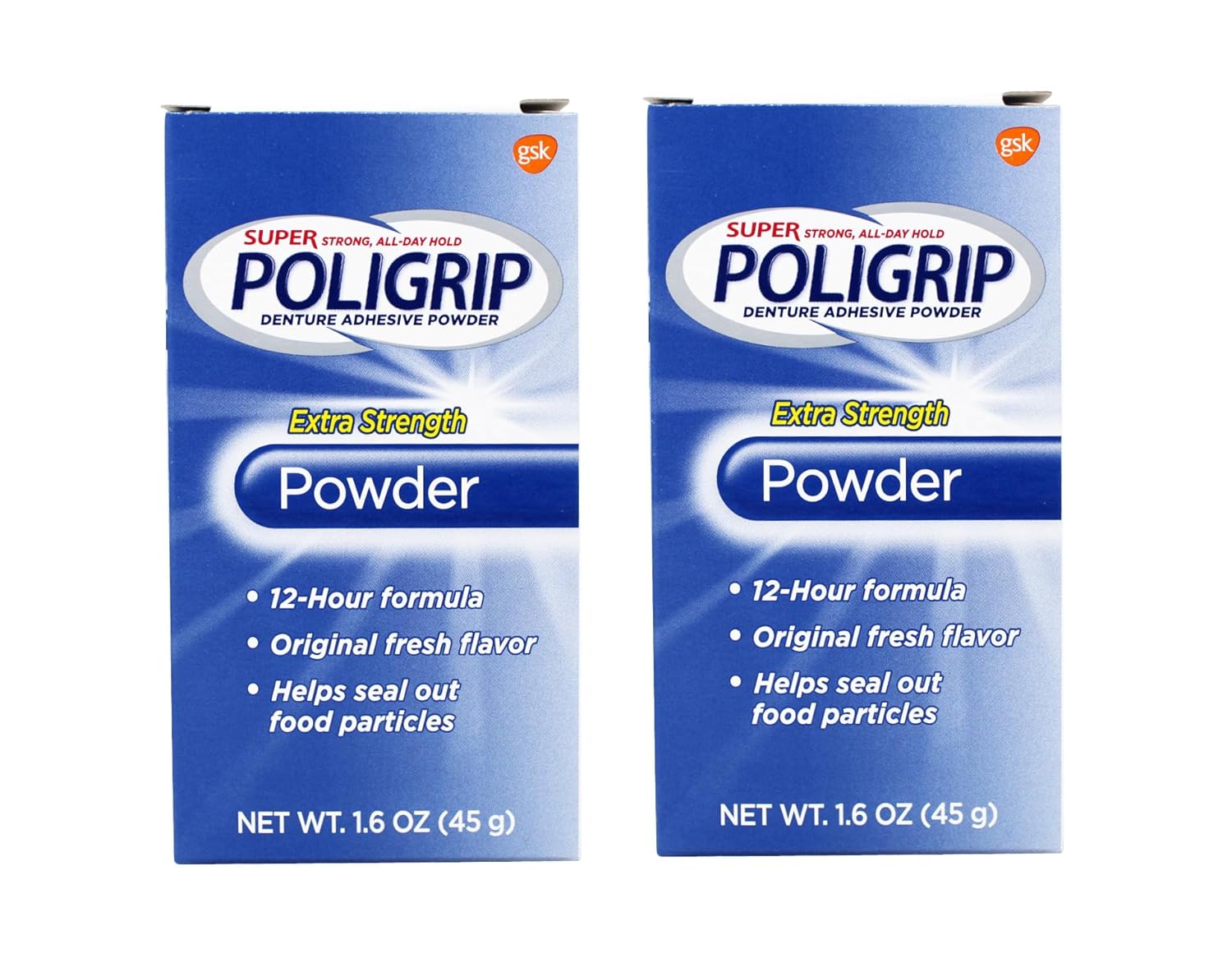 Super Poligrip Denture Adhesive Powder, Extra Strength 1.6 oz (Pack of ...