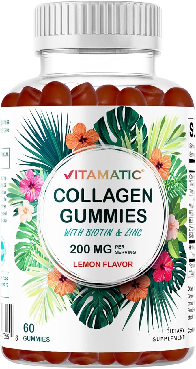 Amazon.com: Vitamatic Hydrolyzed Collagen Gummies with Vitamin C, Zinc ...