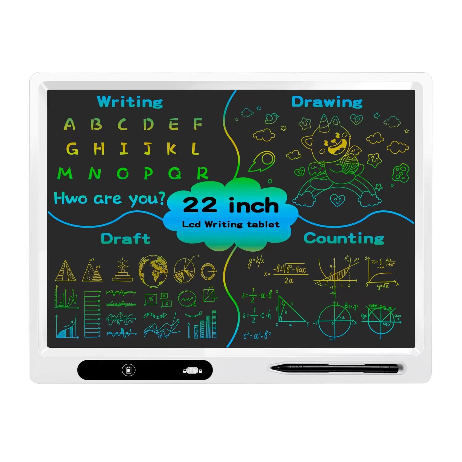 Lcd Writing Tablet for kids, 22 Inch Writing Board for Kids With 2pens ...