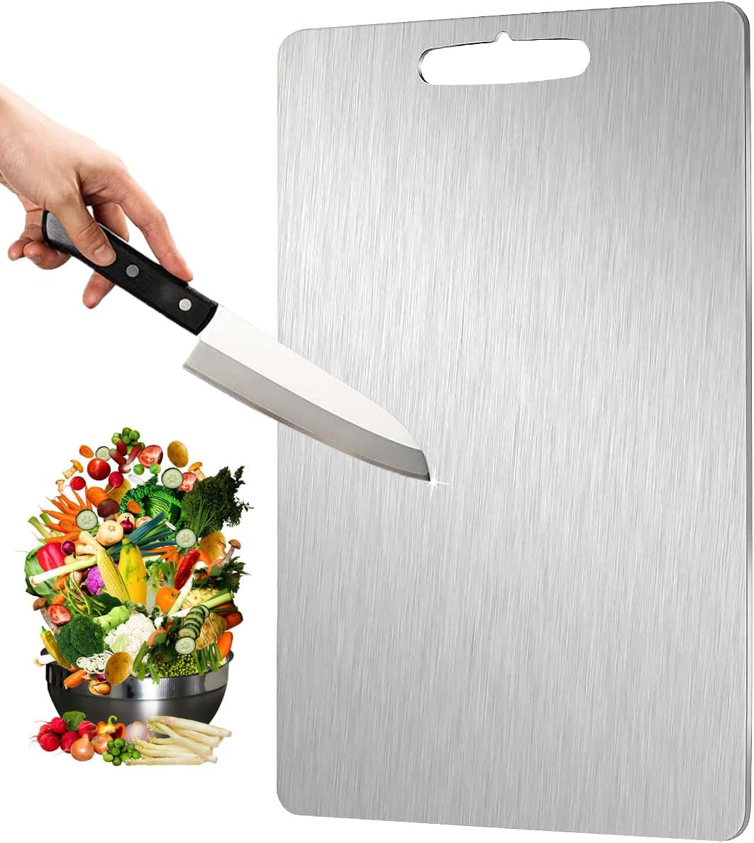 Amazon.com: Chebet Stainless Steel Cutting Board Double Sided for ...
