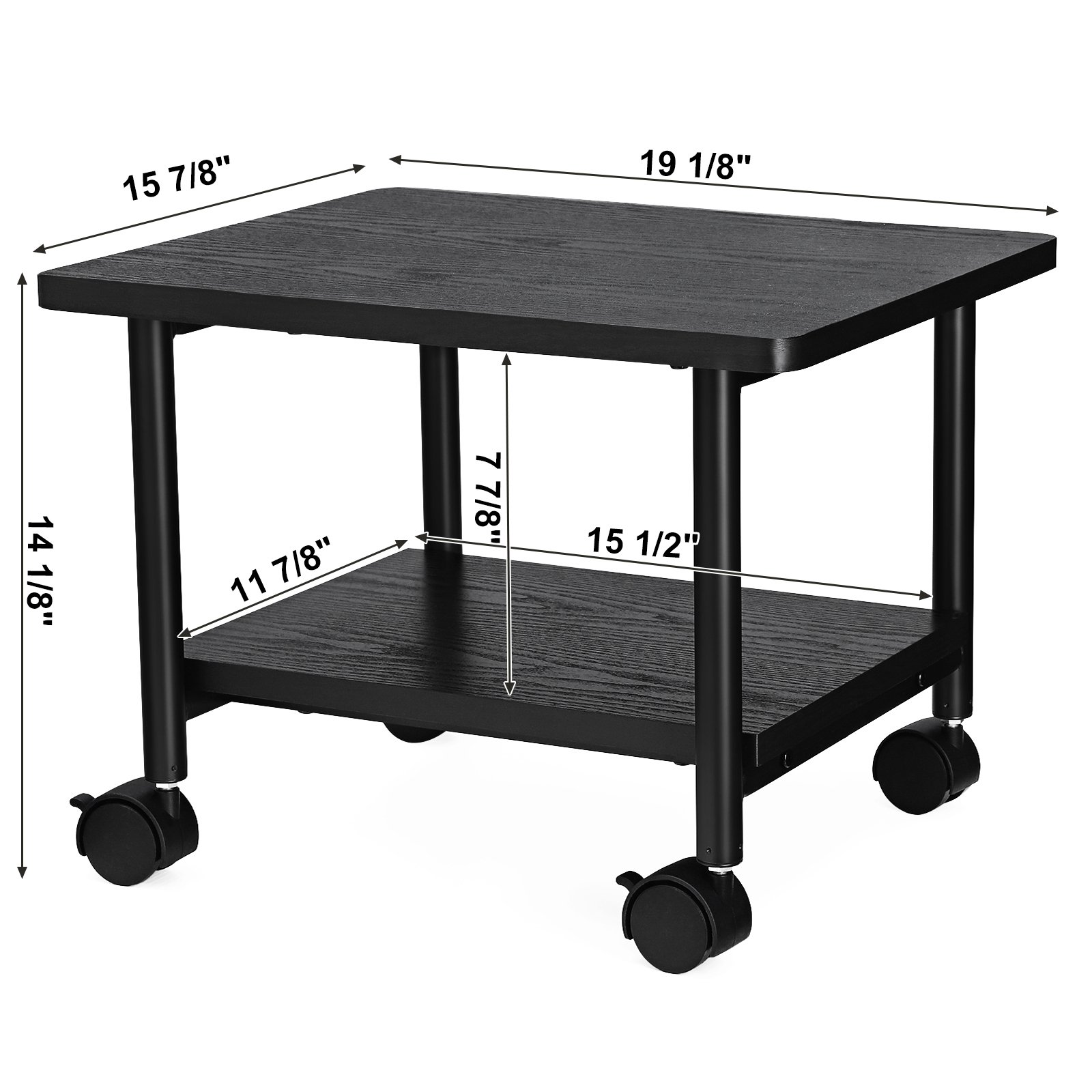 VASAGLE Industrial Under Desk Printer Stand, 2-Tier Mobile Machine Cart ...