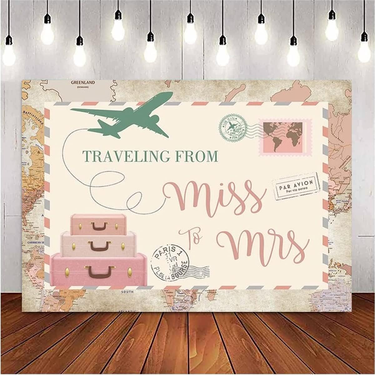Amazon.com : Traveling from Miss to Mrs Photography Background Postcard ...