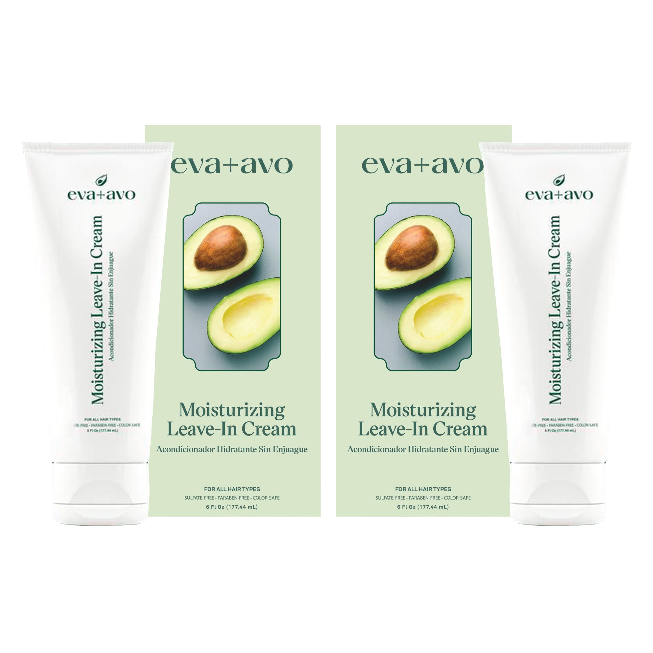 Amazon.com : Eva + Avo Leave In Conditioner Cream, 2-Pack - Hydrating ...