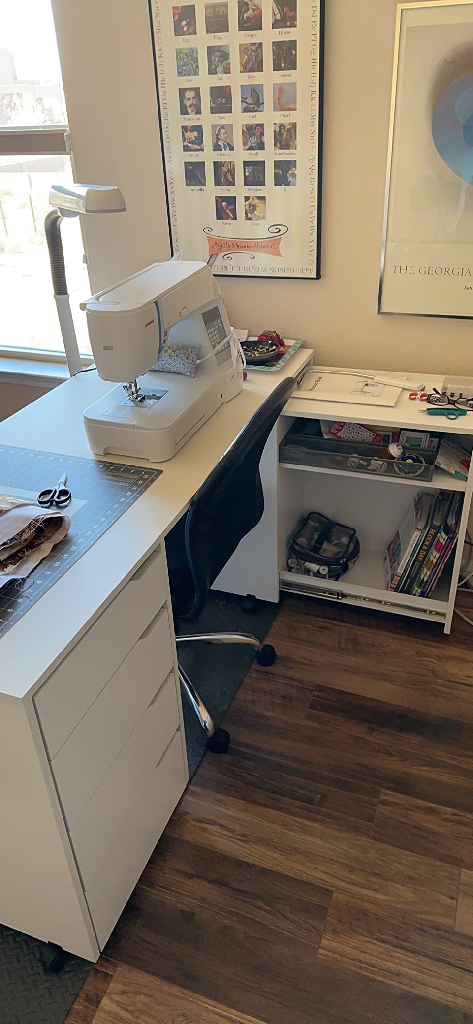 $49/mo - Finance South Shore Crea Craft Table on Wheels with Sliding ...