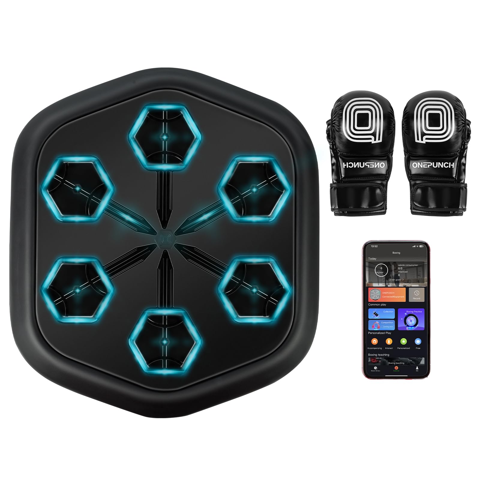 ONEPUNCH Smart Boxing Machine Wall Mounted, Electronic Boxing Music ...