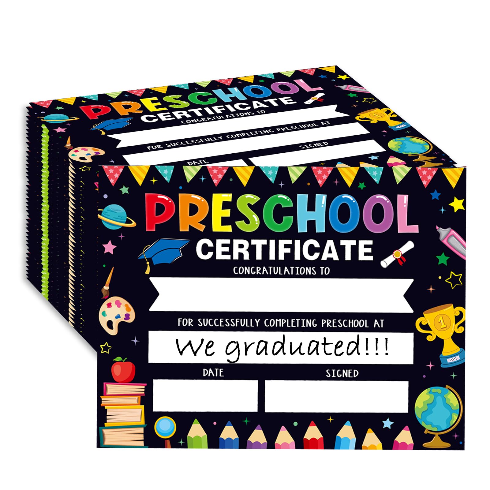Snapklik.com : 30 Pieces Preschool Graduate Certificates Colourful ...