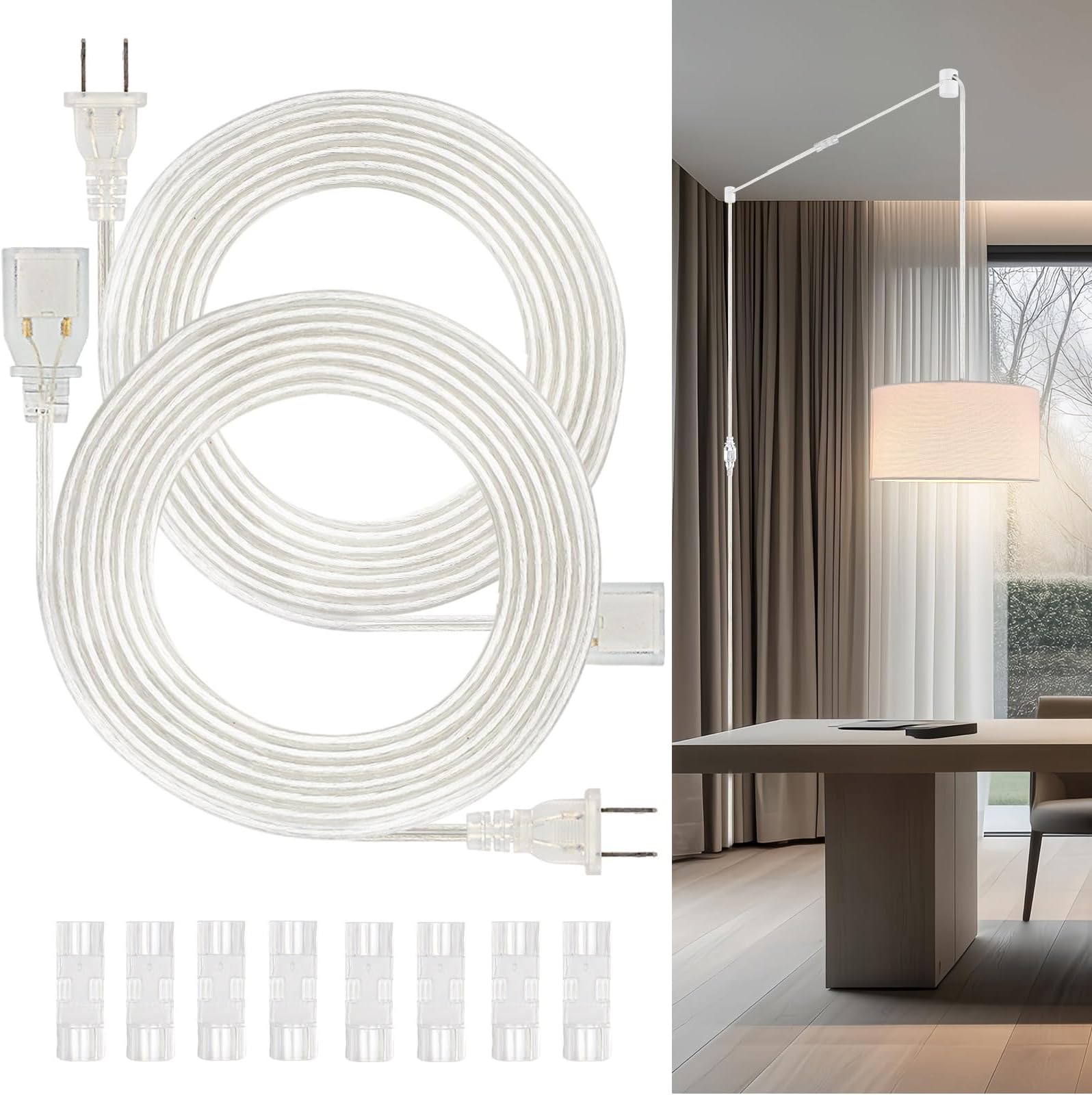 Amazon.com: 2 Pack 10FT Clear Extension Cord Indoor Thin, Invisible ...
