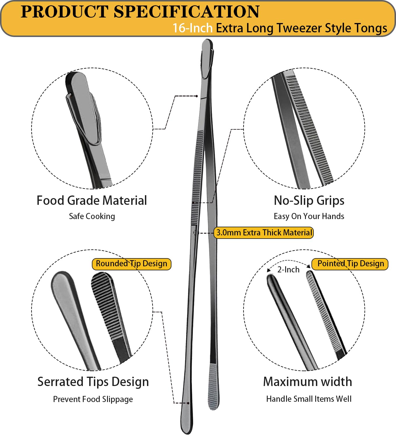 Snapklik.com : JETKONG 2 Pcs 16-Inch Heavy Duty Plating Tongs, Extra ...