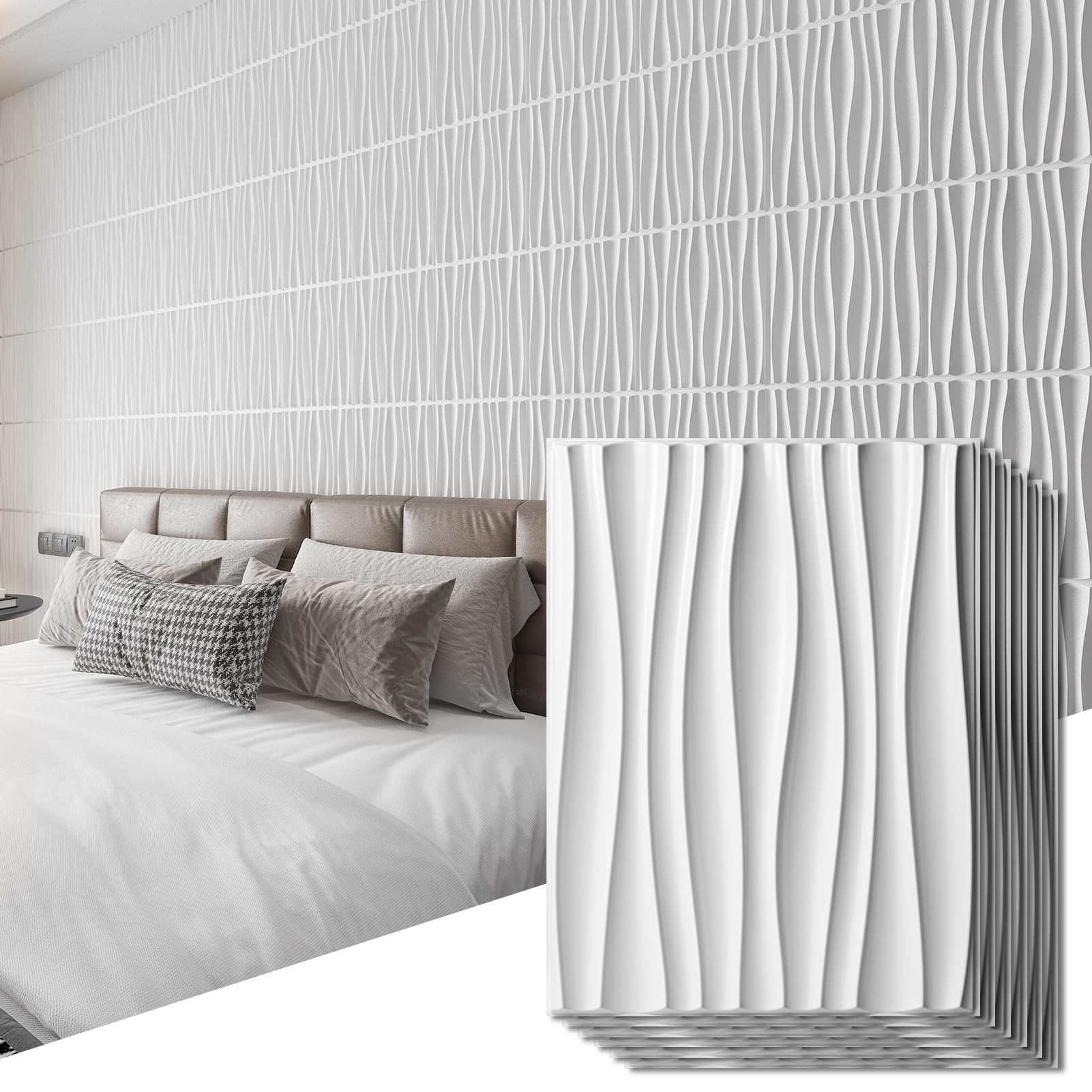 Art3d 24-Pack 3D Wall Panels for Interior Wall Décor, PVC Wavy Textured ...