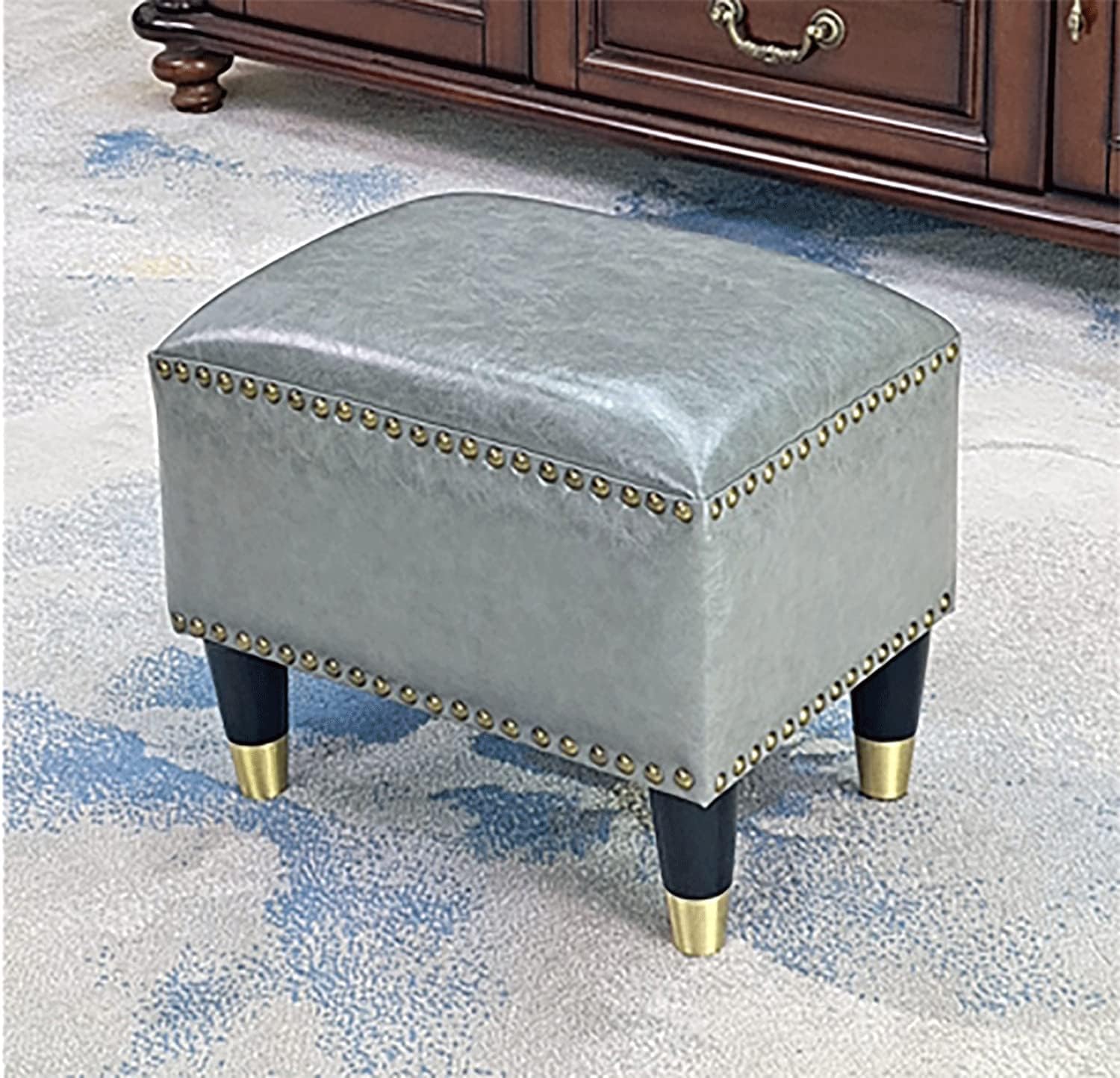 Amazon.com: GenSDH Footstool,Upholstered Cube Pouf N,Leather Footstool ...