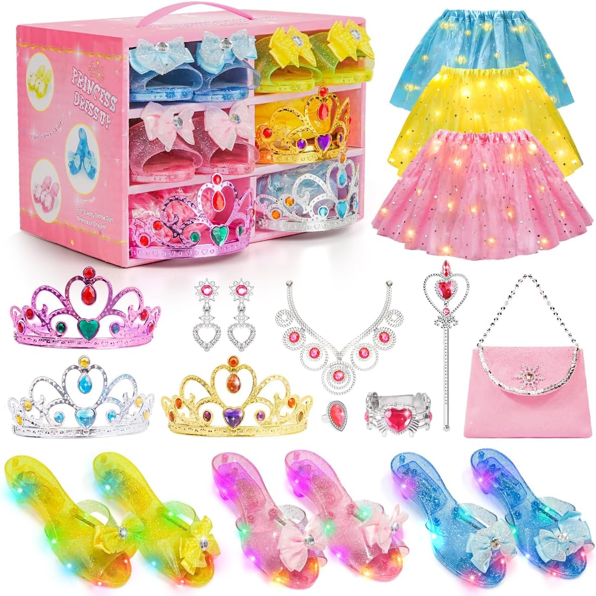 Amazon.com: Meland Light Up Princess Dress Up - Dress Up Clothes for ...