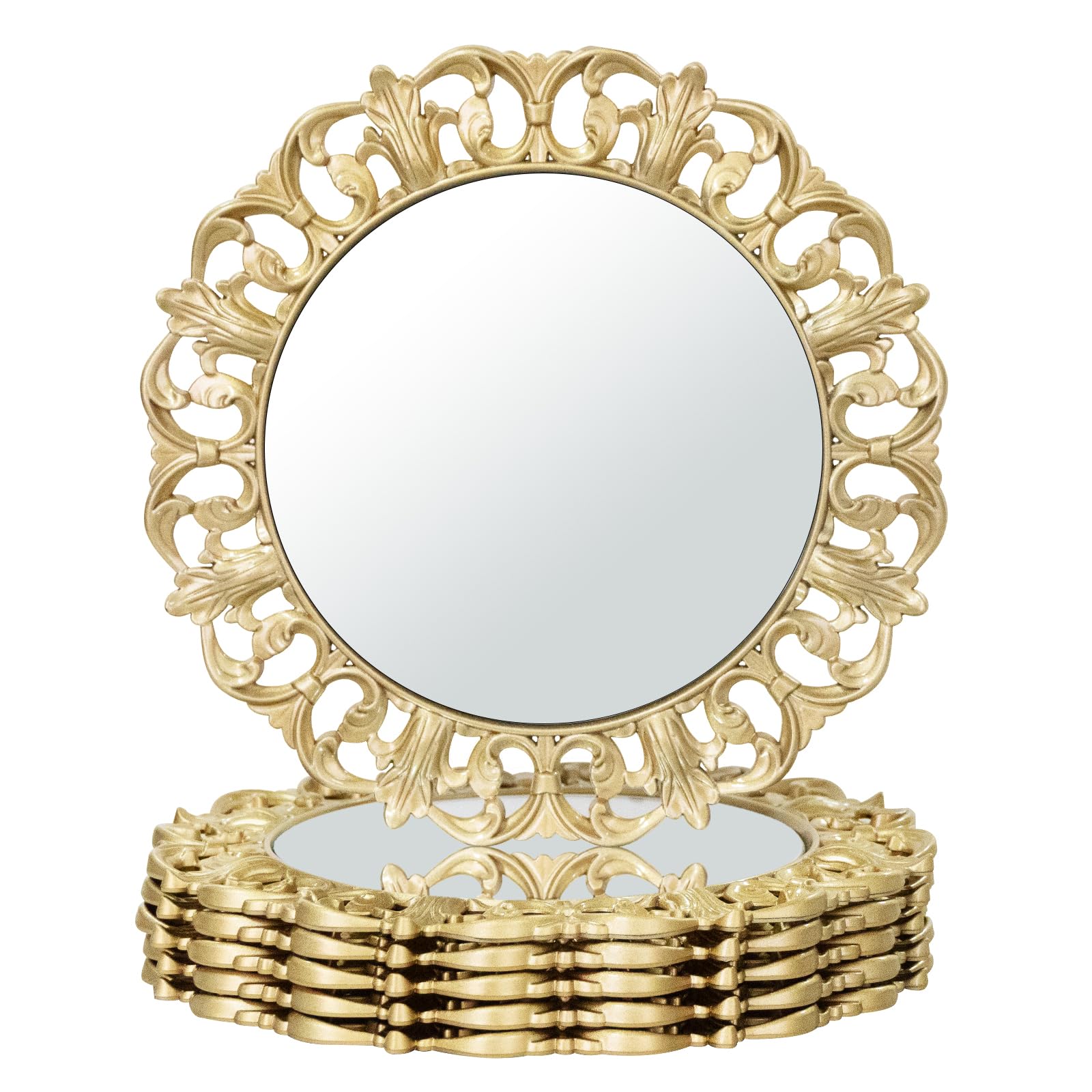 MAONAME Gold Charger Plates, 13" Mirror Plate Chargers with Carved Rims ...