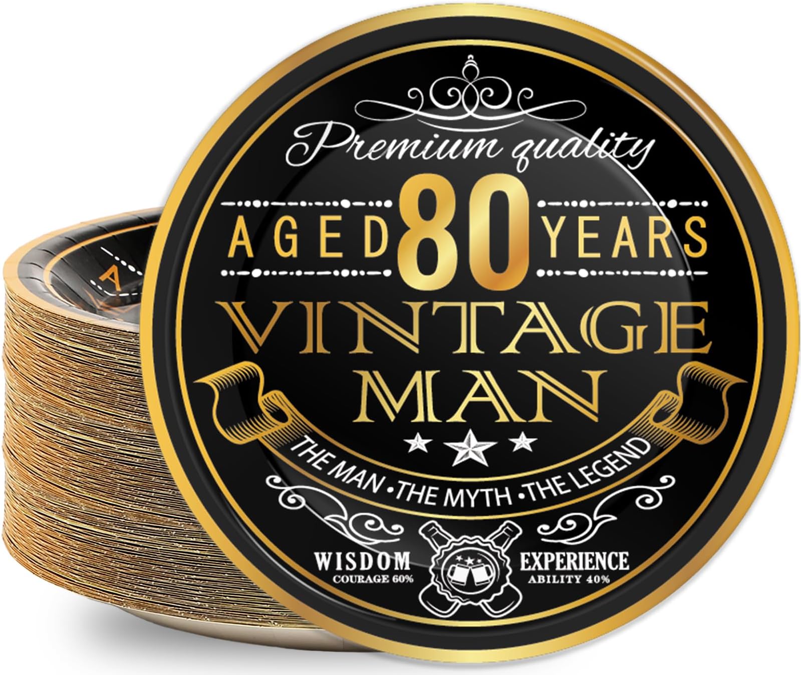 Amazon.com: Wiooffen 48 Pcs Vintage 80th Plates Supplies Party Paper ...